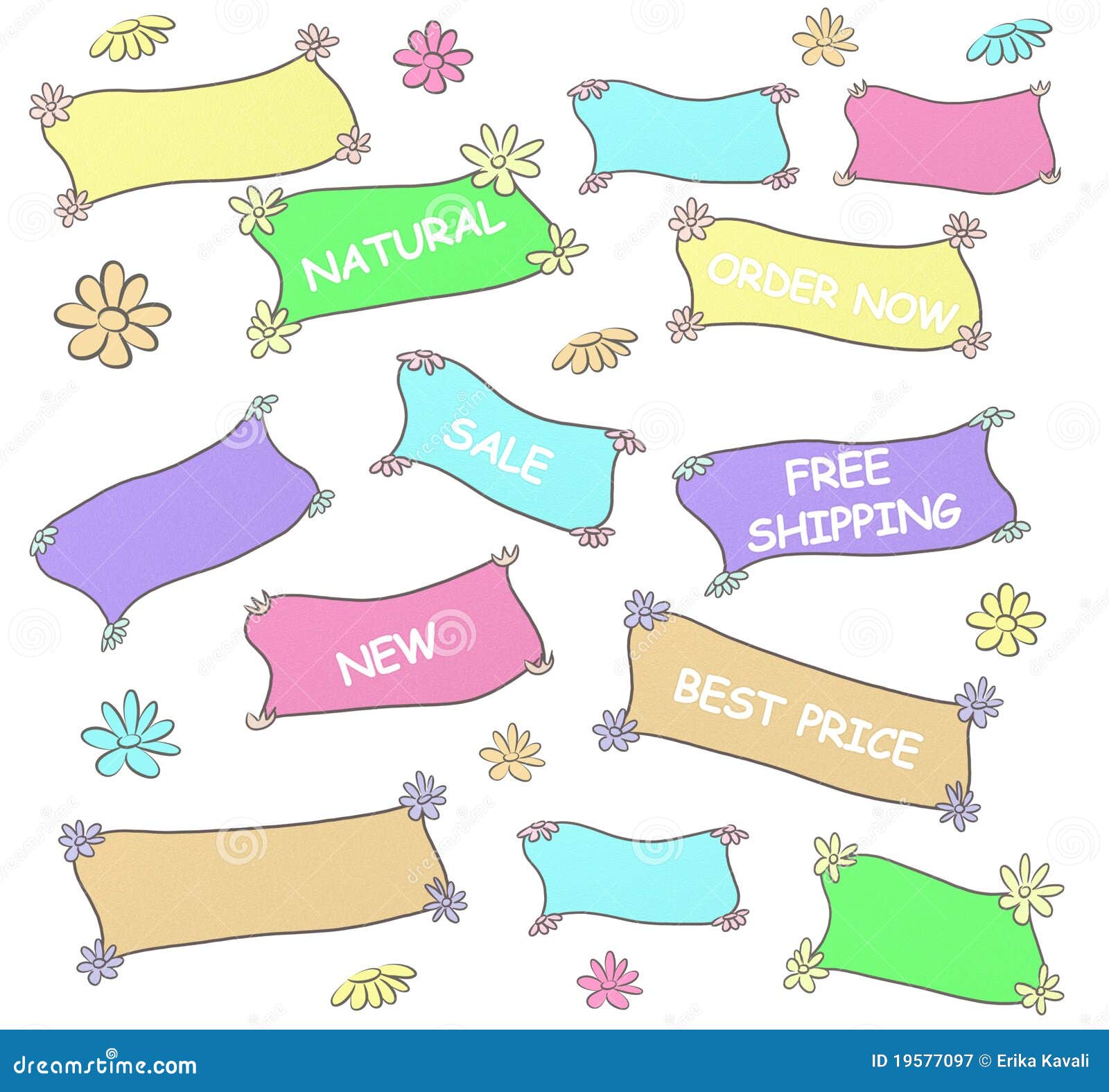 Colorful labels stock illustration. Illustration of daisy - 19577097