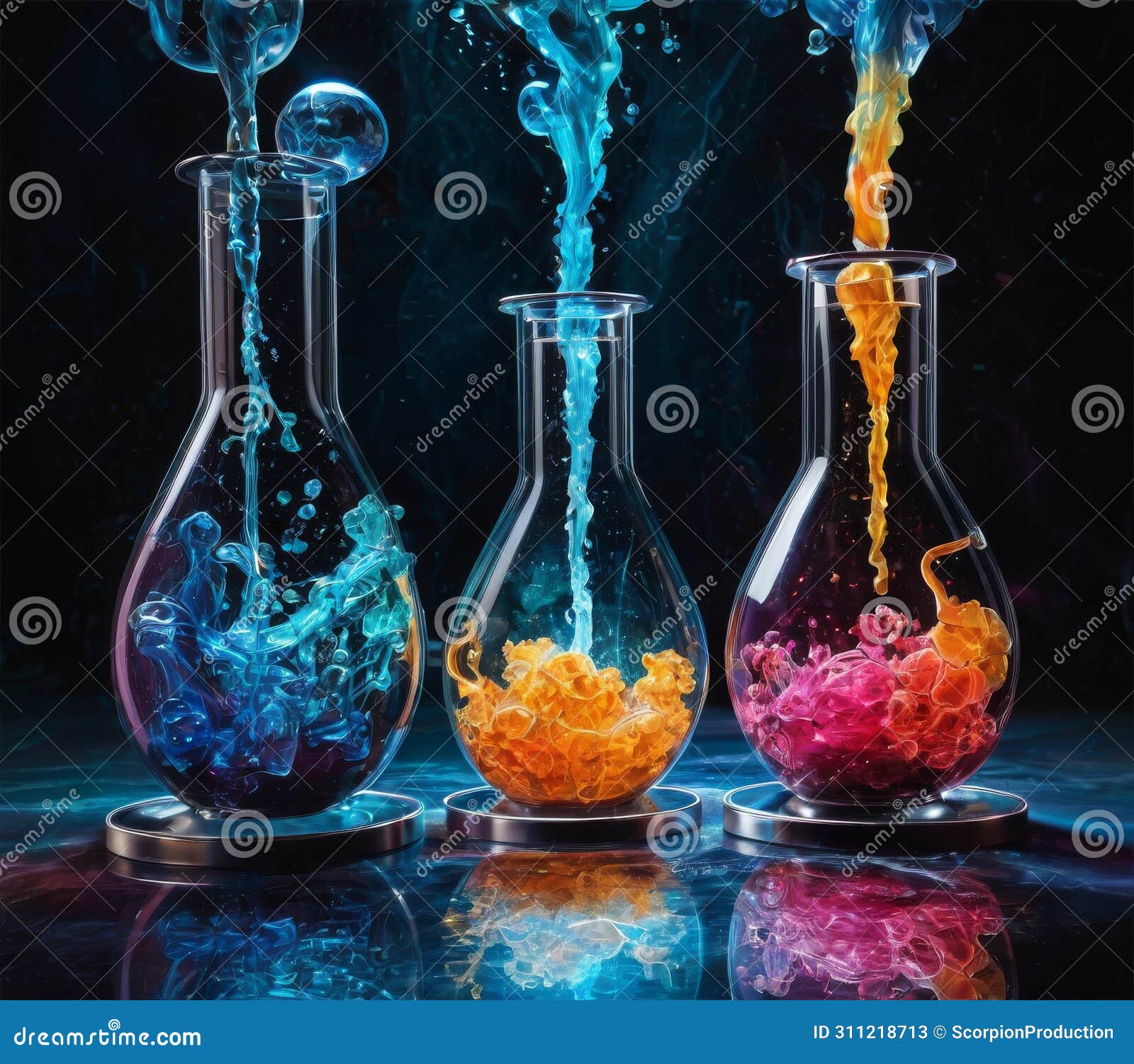 Colorful Laboratory Setup With Microscope And Playful Elements. Royalty ...