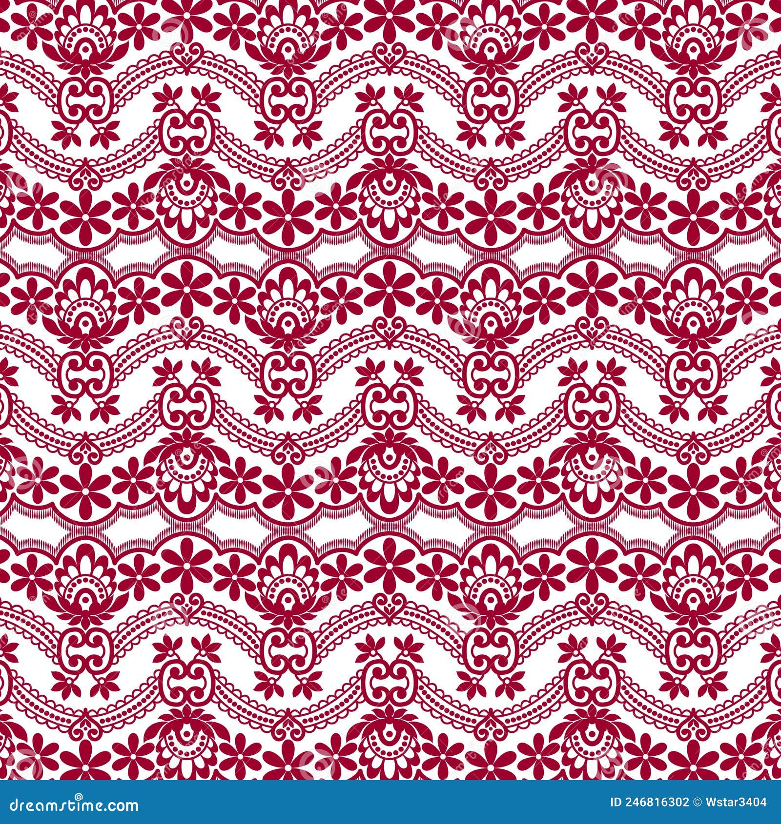 Colorful Lace Pattern in Red Color Stock Vector - Illustration of ...