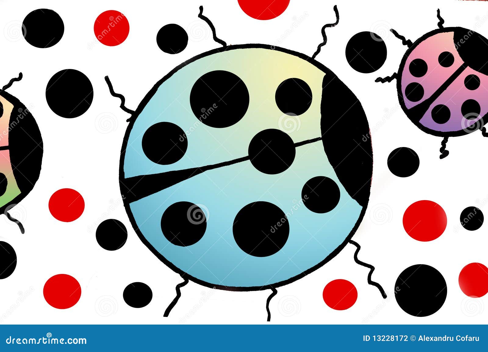 Colorful ladybugs stock illustration. Illustration of pink - 13228172