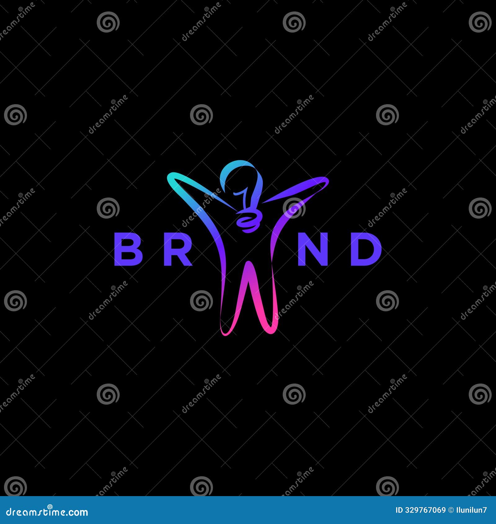 Colorful Lamp Man Silhouette Logo Design Stock Illustration ...