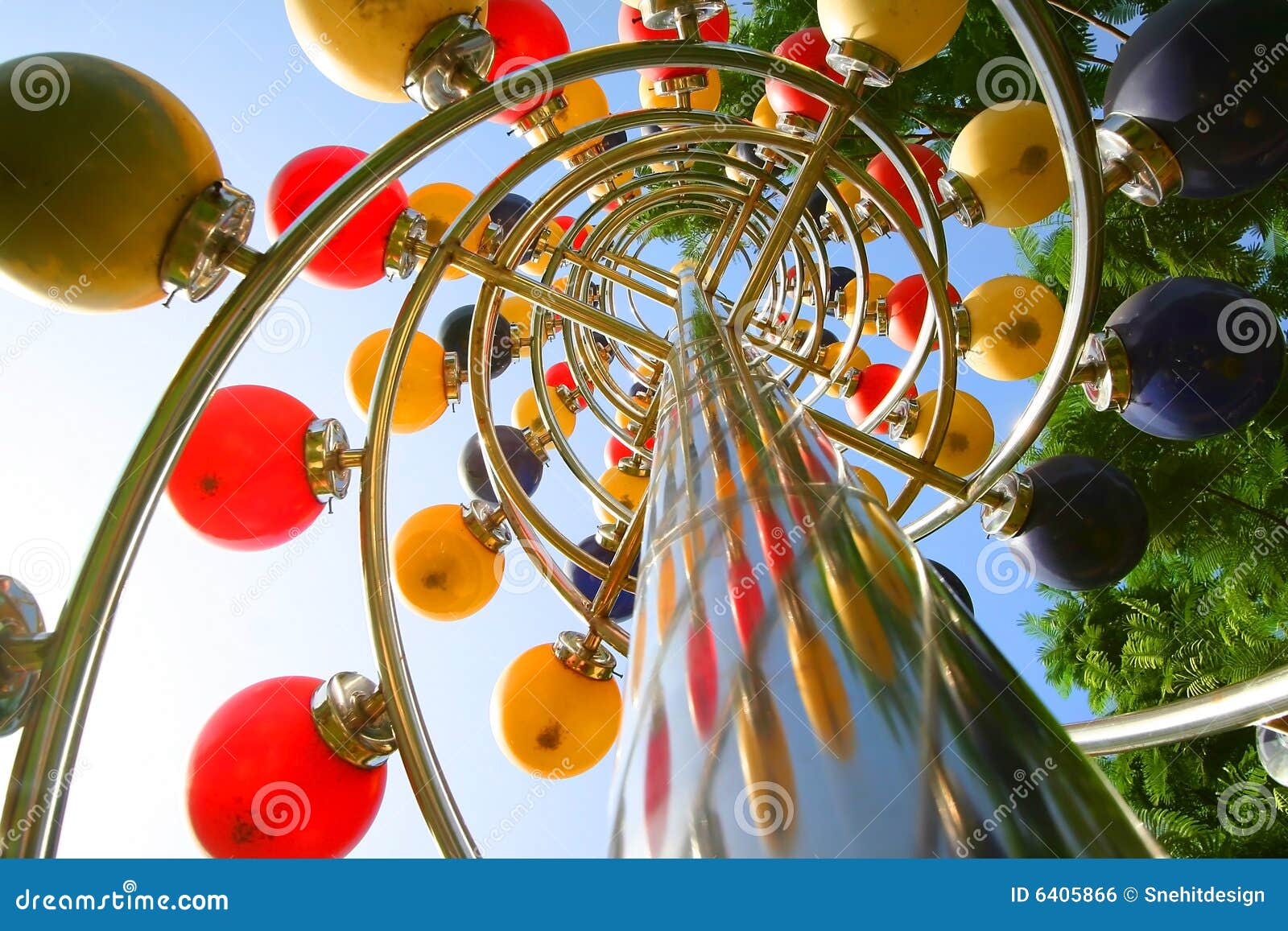 Colorful Lamps on a Metallic Pole Stock Photo - Image of spiral, steel ...