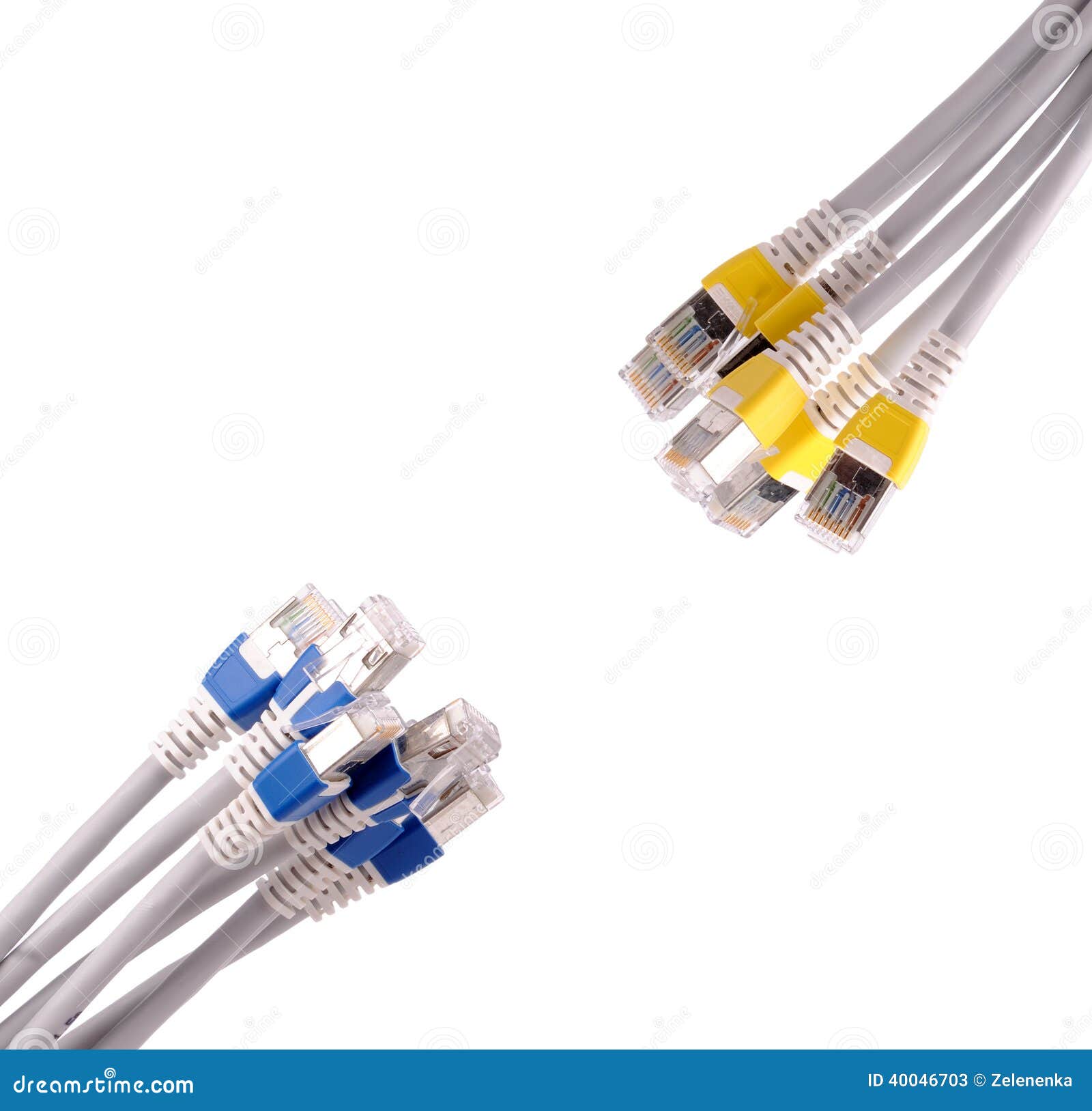 Colorful Lan Telecommunication Cable RJ45 Isolated on White Back Stock ...