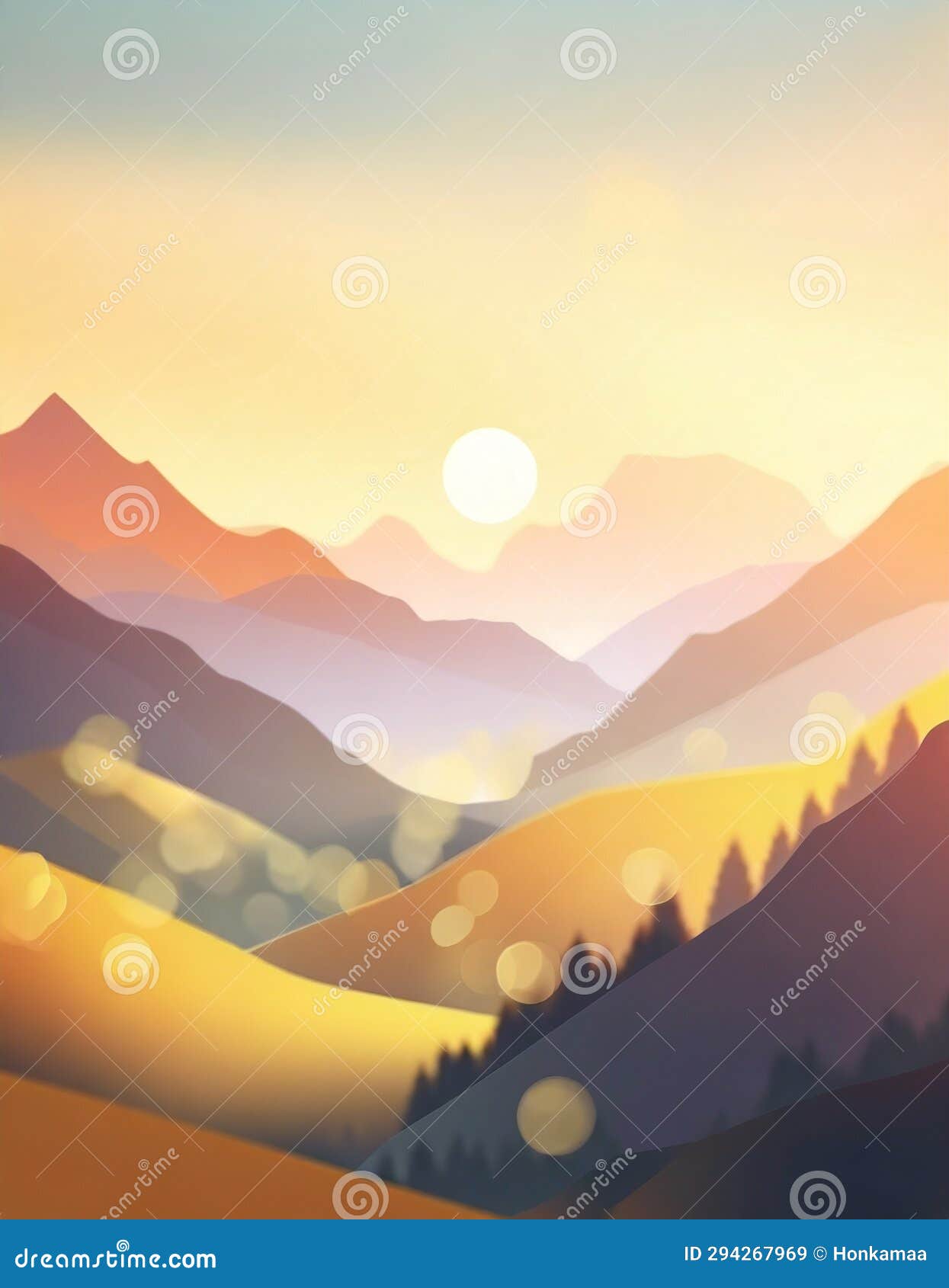 A Colorful Landscape, Layered Paper Style. Stock Illustration ...