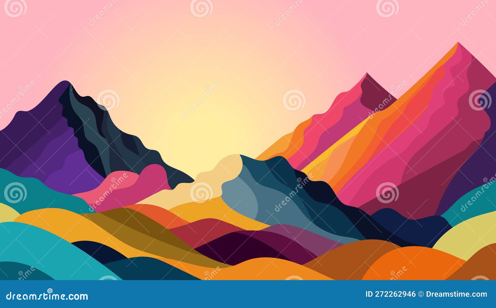 Colorful Landscape with Colorful Mountains Stock Vector - Illustration ...