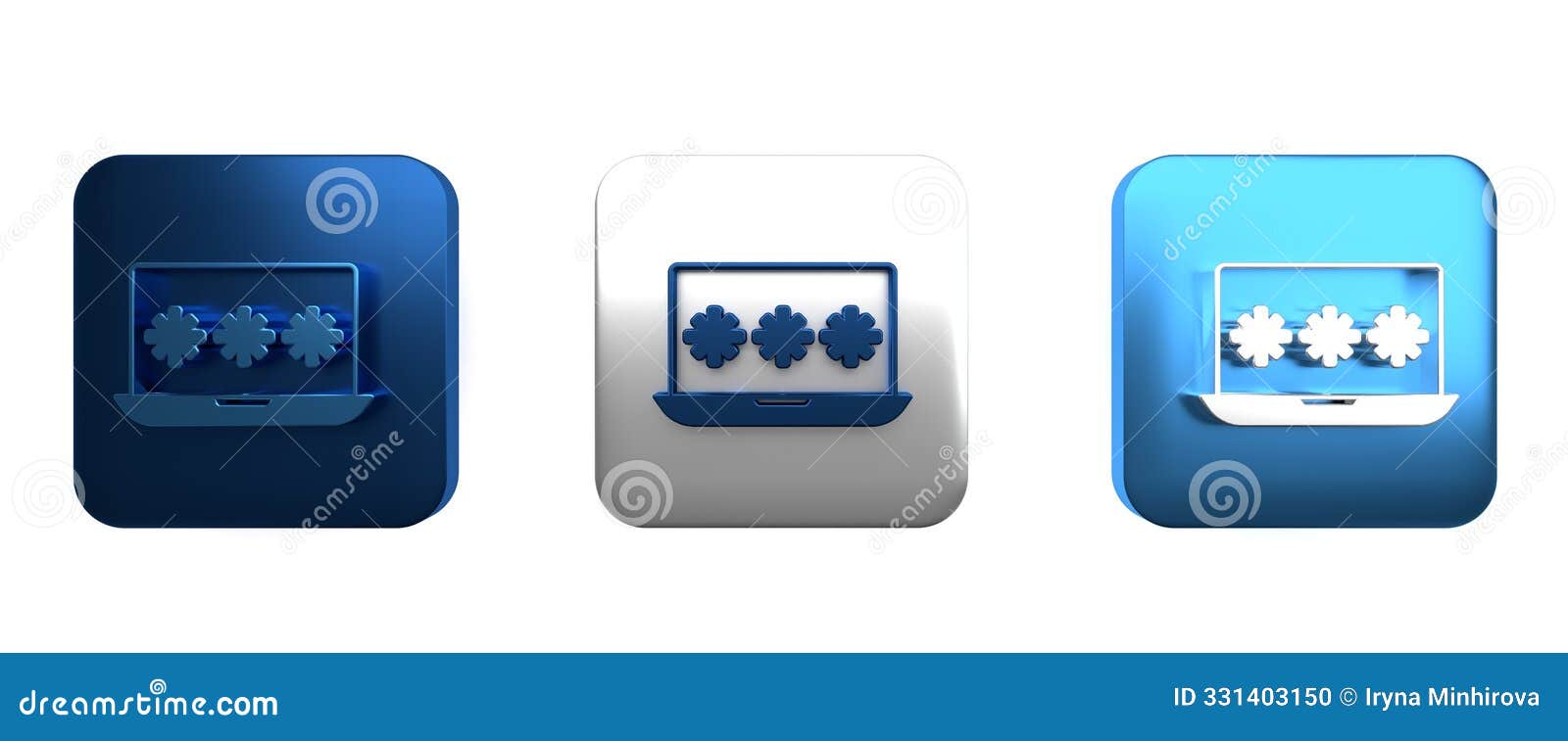 Colorful Laptop with Password Notification Icon Isolated on White ...