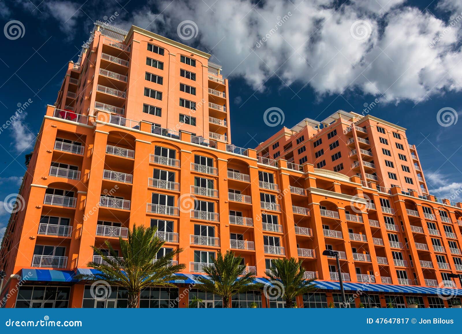Colorful Large Hotel in Clearwater Beach, Florida. Stock Image - Image ...