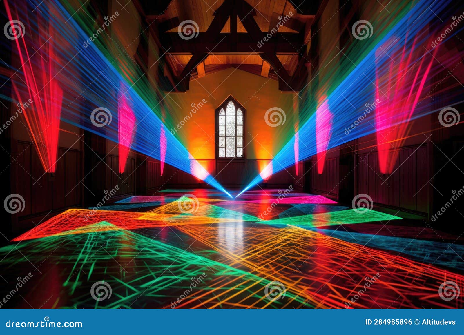 Colorful Laser Beams Creating Geometric Patterns Stock Illustration ...