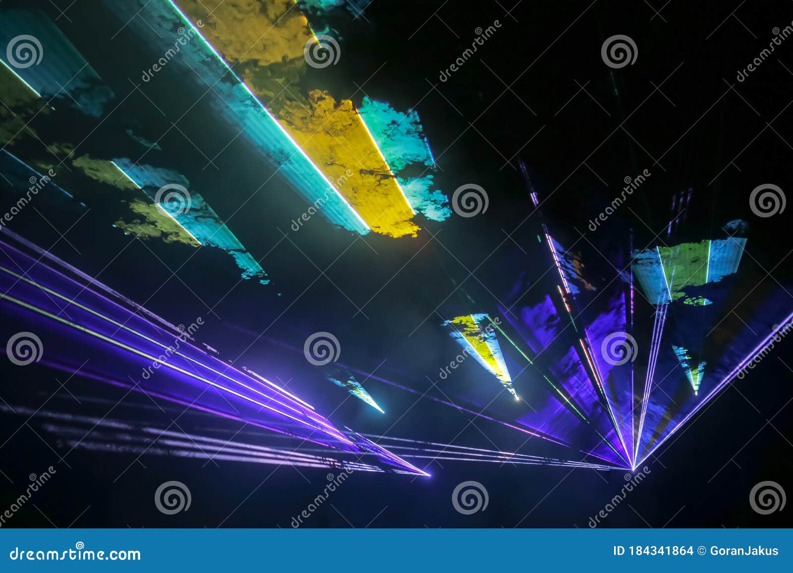Colorful laser show stock photo. Image of exhibit, night - 184341864