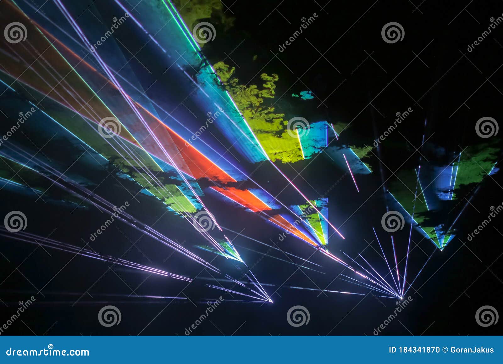 Colorful laser show stock photo. Image of lines, glowing - 184341870