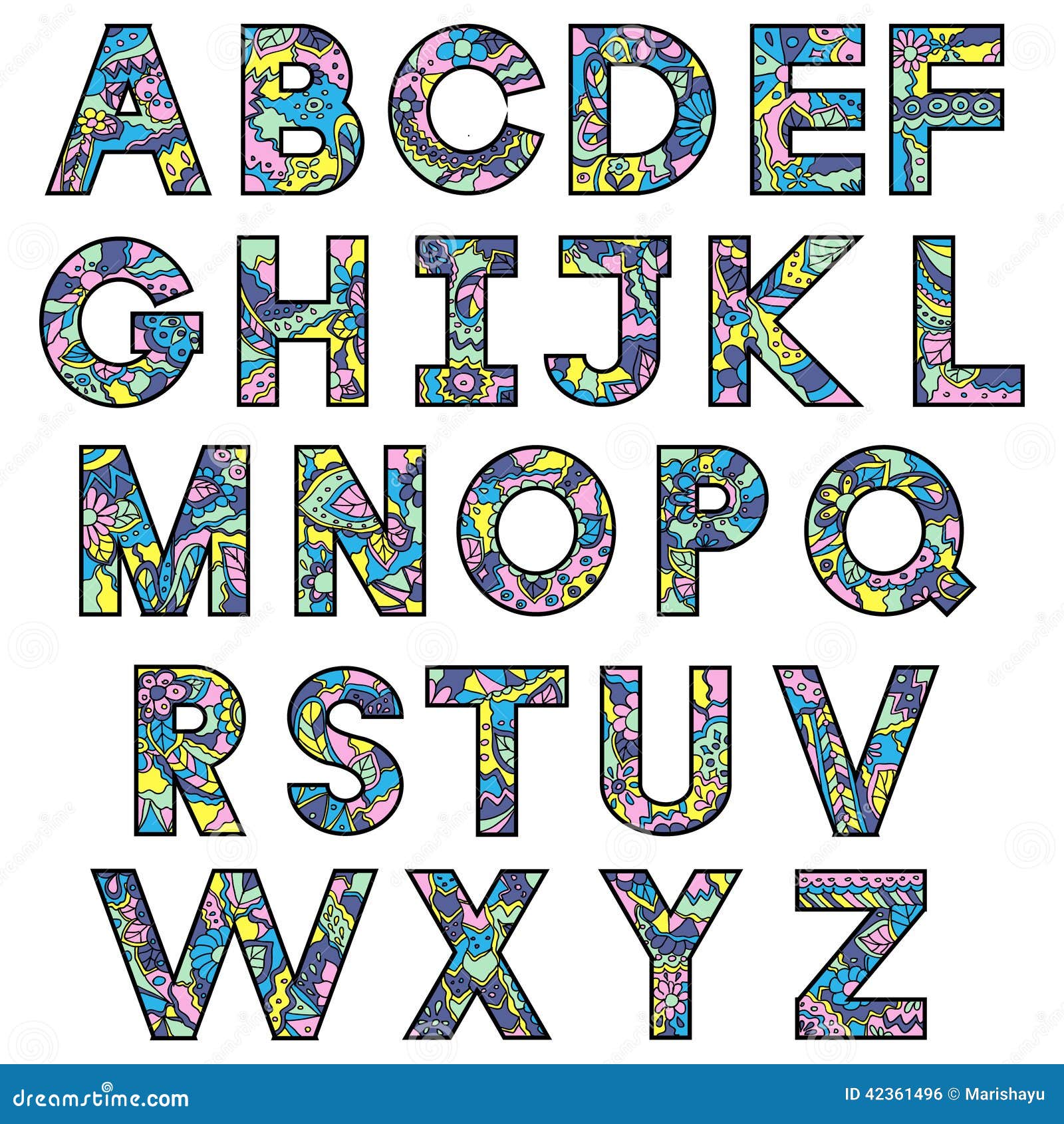 Colorful latin alphabet stock vector. Illustration of bright - 42361496