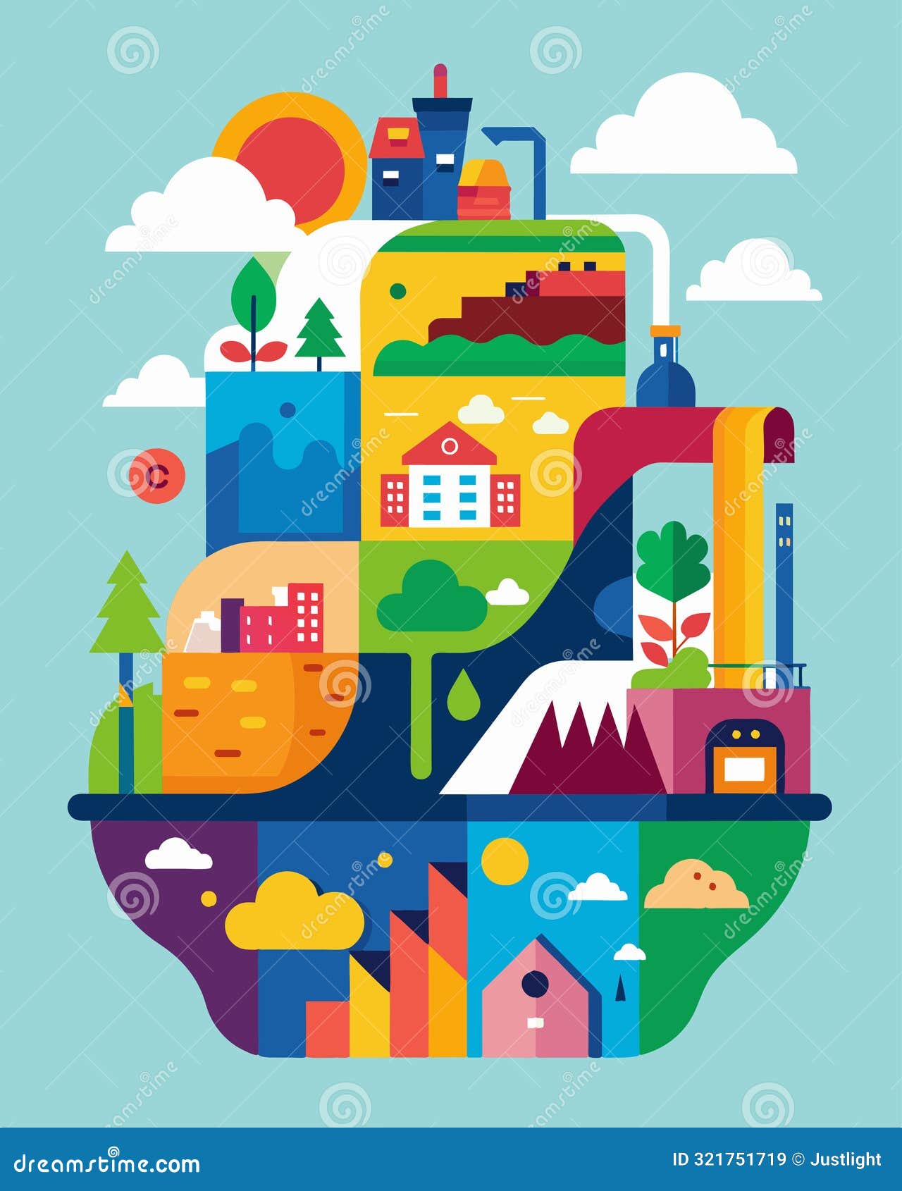 The Colorful Layers of a Landfill Arranged in a Crosssection Showcasing ...