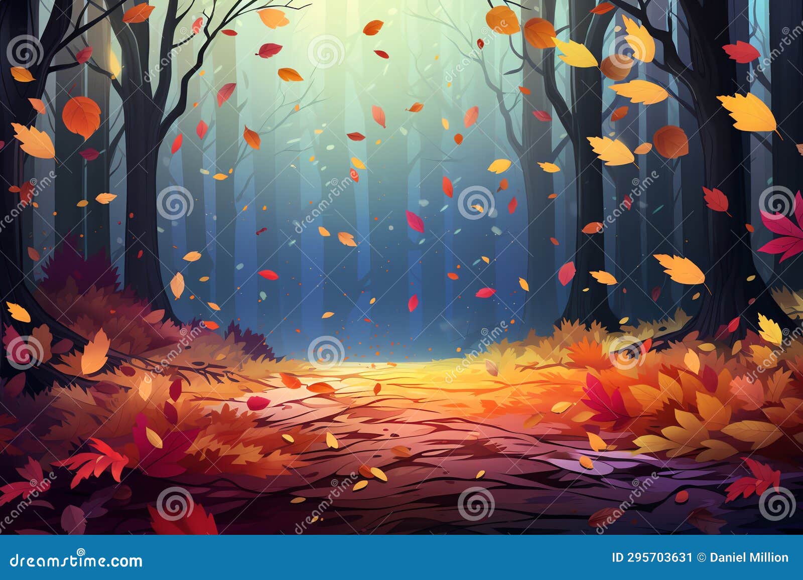 A Colorful Leaf Falling Gently To the Ground Vector Fall Background ...