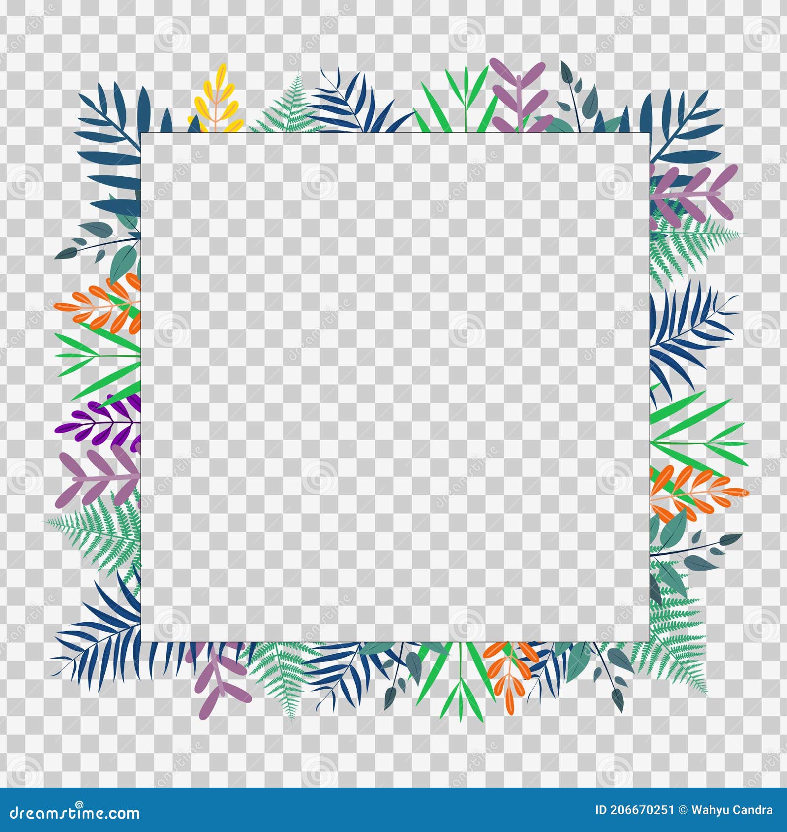 Colorful Leaf Frame Pattern on Transparent Background Vector Design ...