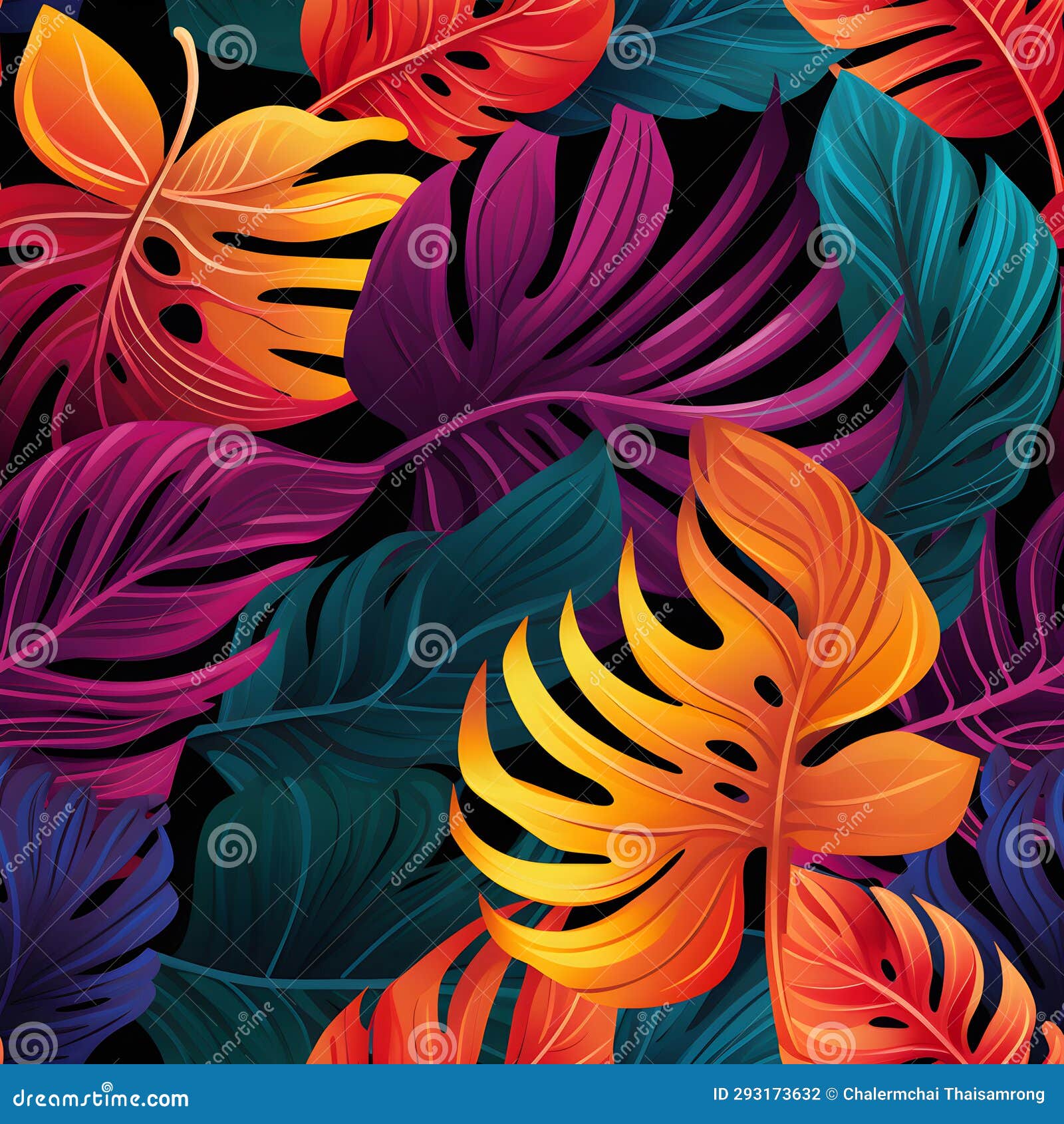 Colorful Leaf Graphics of Tropical Leaves.vector Graphic by Generative ...