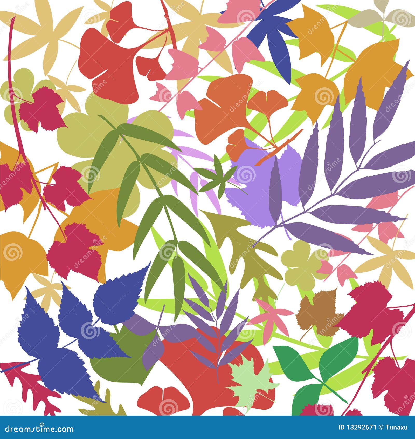 Colorful leafs stock vector. Illustration of tree, drawing - 13292671