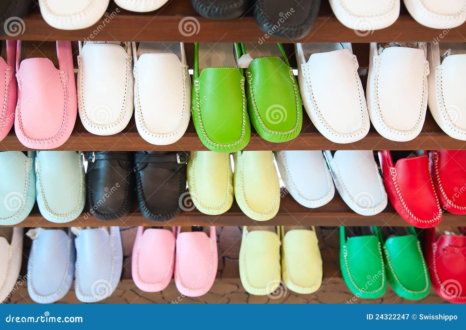 Colorful leather shoes stock image. Image of sale, color - 24322247