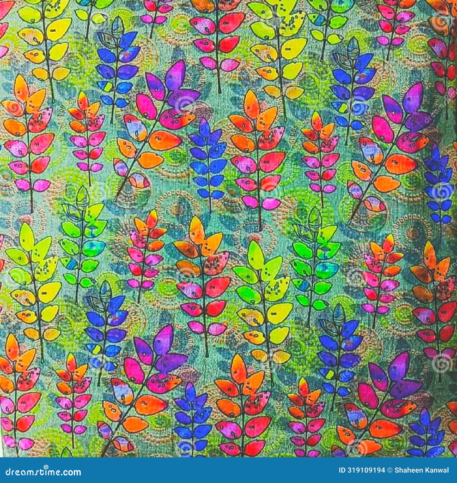 Colorful Leave Pattern for Textile Design Stock Illustration ...