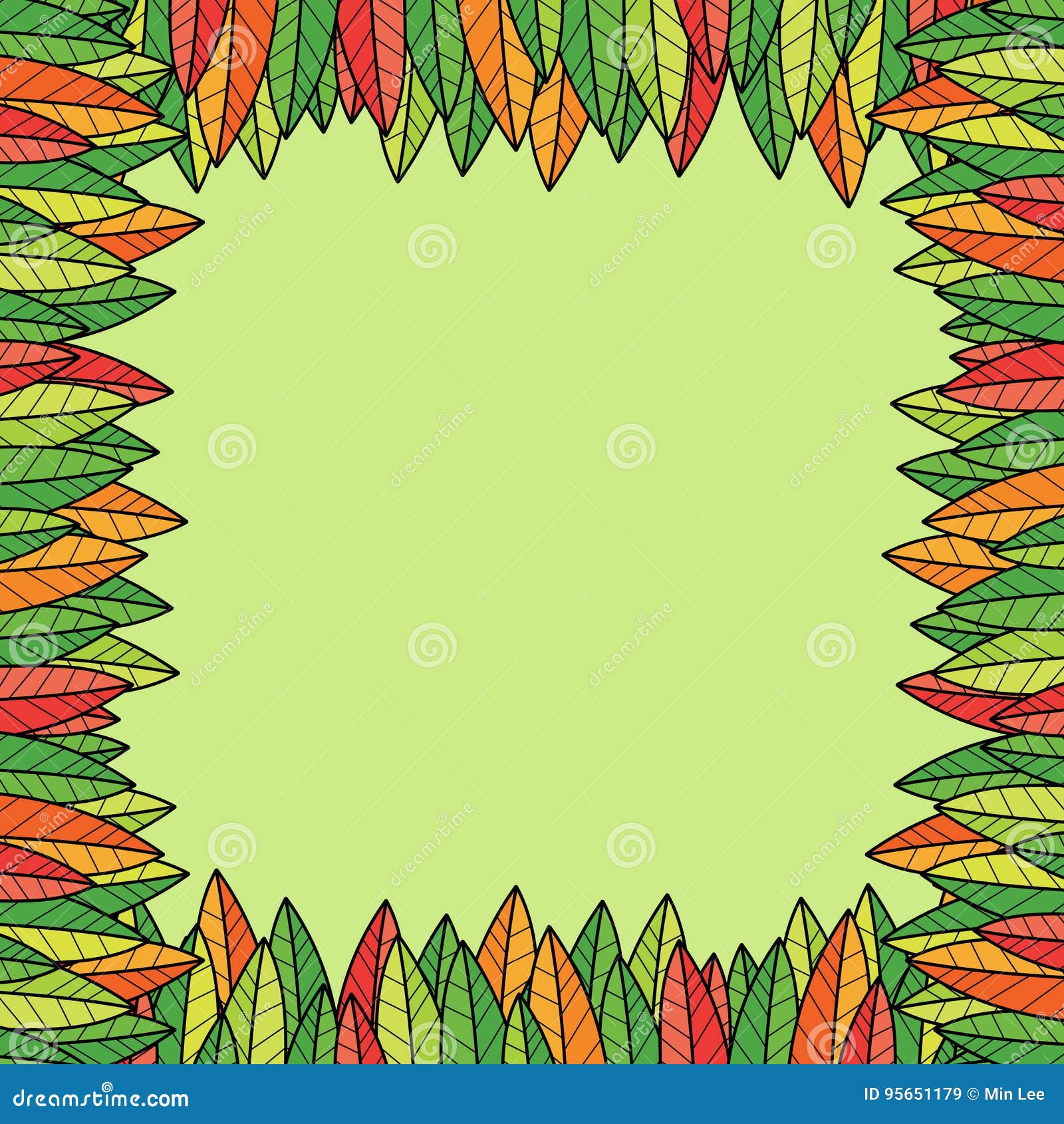 Colorful Leaves Abstract Frame Stock Illustration - Illustration of ...