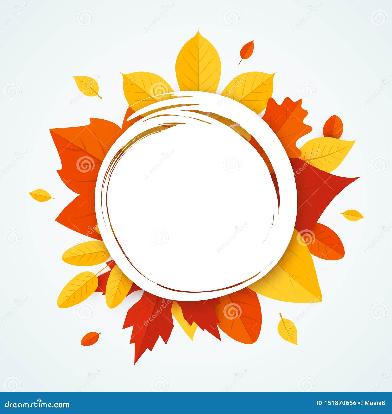 Colorful Leaves in Flat Style, Round Design Stock Vector - Illustration ...