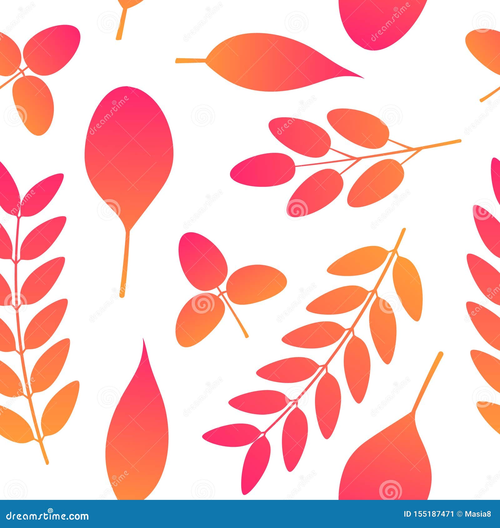 Colorful Leaves in Flat Style, Seamless Pattern Stock Vector ...