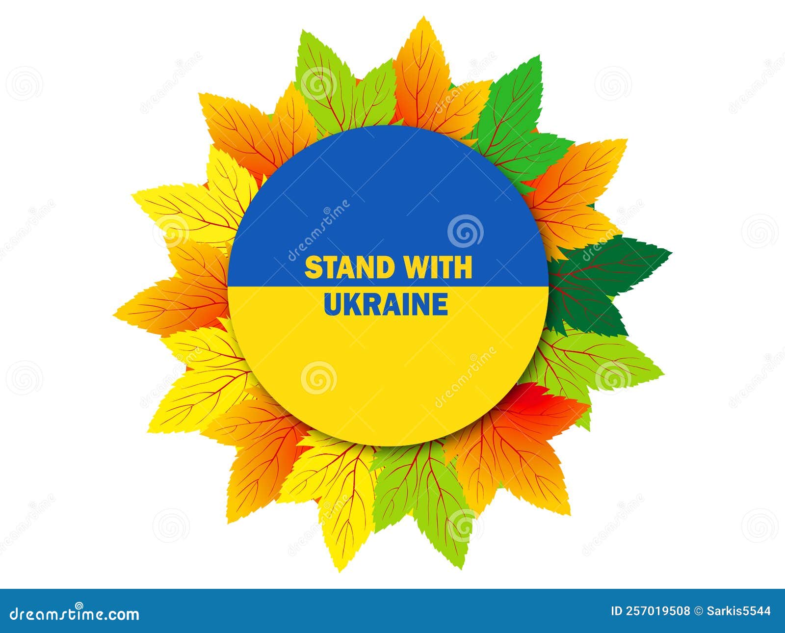 Colorful Leaves Formed Frame and Ukraine Flag Stand with Ukraine Stock ...