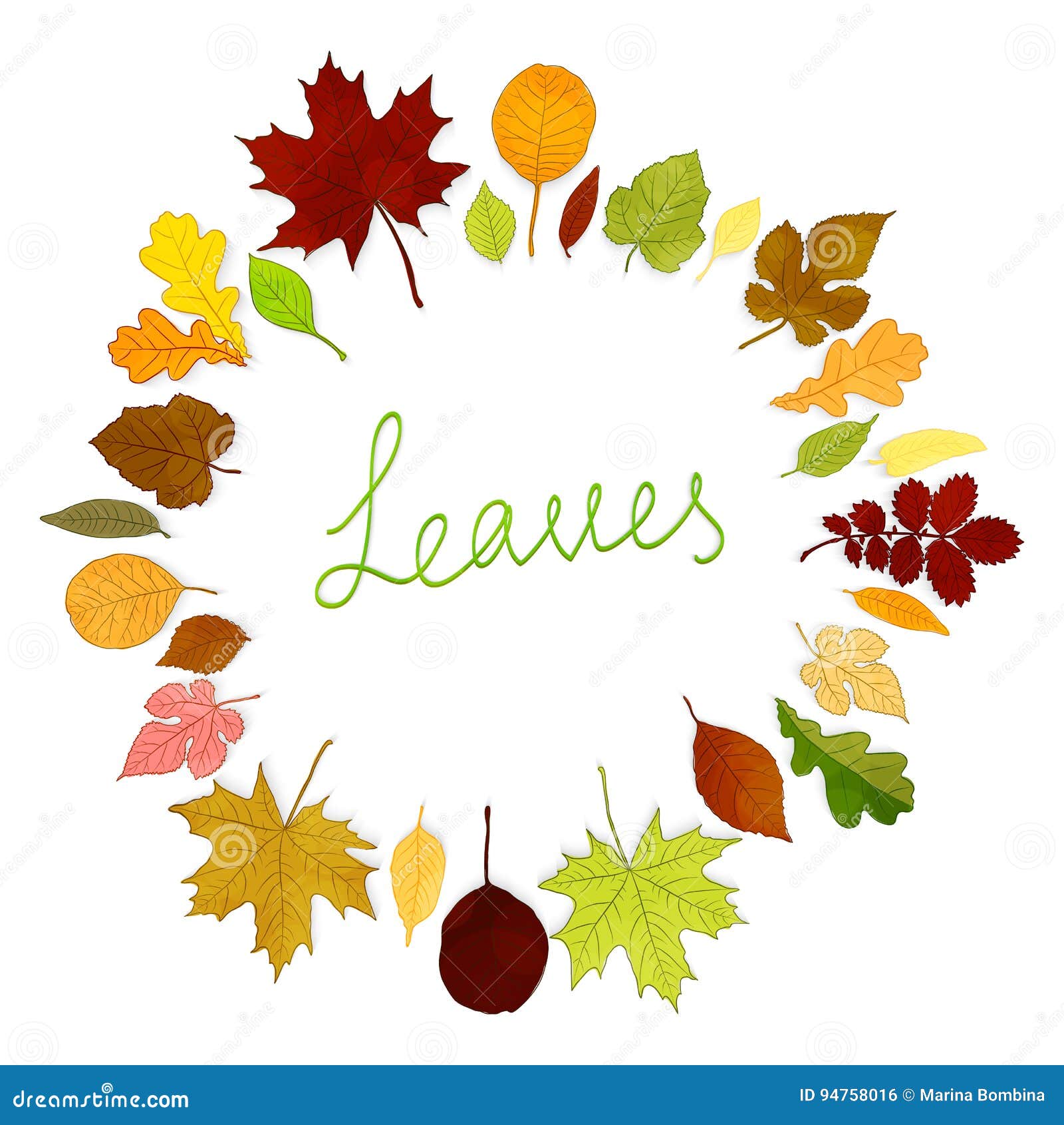 Colorful Leaves Frame on White Background Vector Stock Vector ...