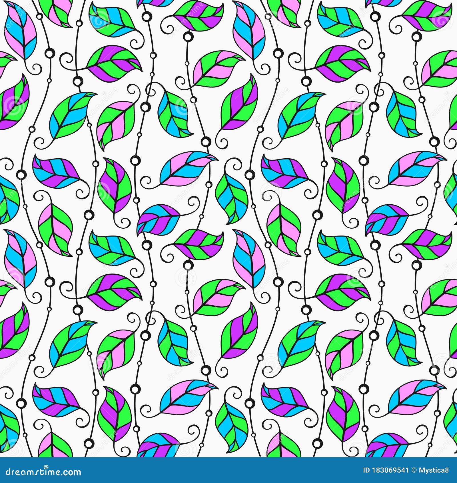 Seamless Background with Colorful Leaves and Longitudinal Waves with ...