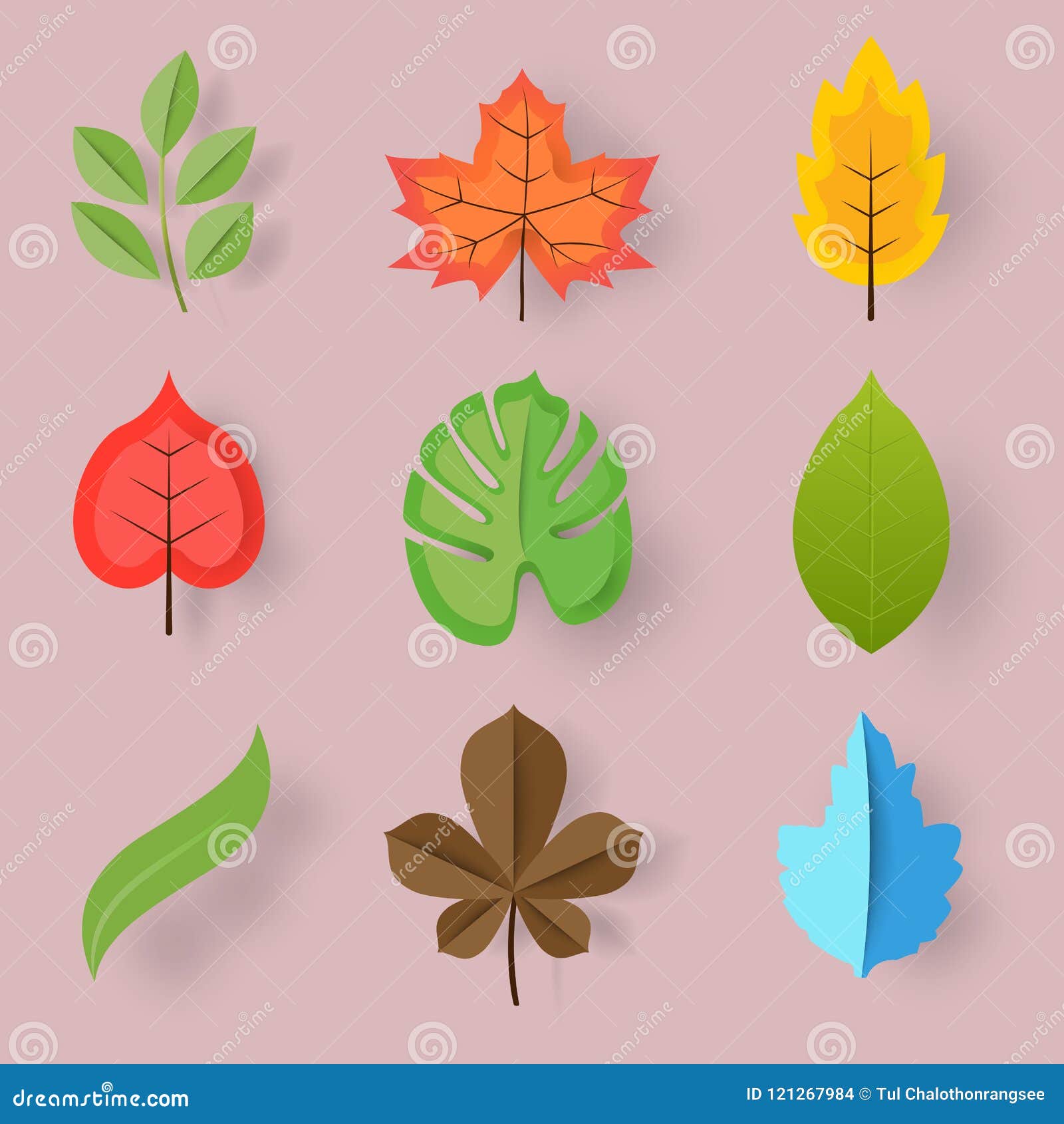 Colorful leaves paper cut stock vector. Illustration of nature - 121267984