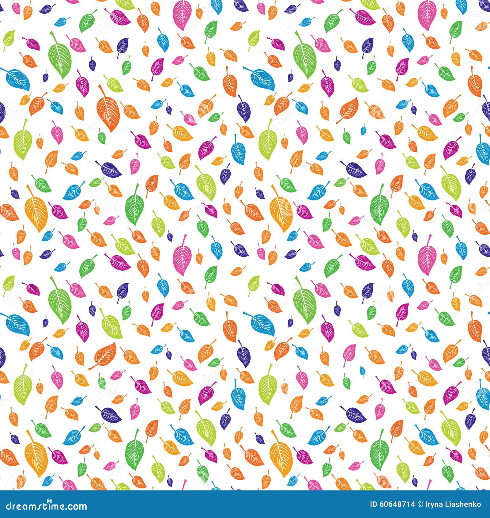 Colorful Leaves Seamless Pattern. Stock Illustration - Illustration of ...