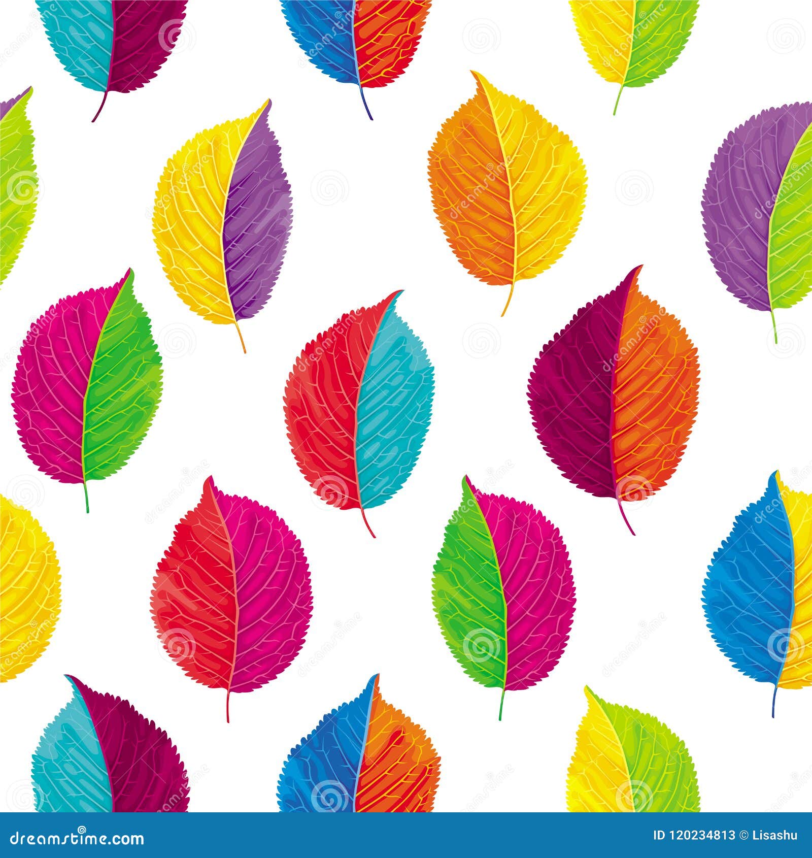Colorful Leaves Vector Seamless Background Stock Vector - Illustration ...