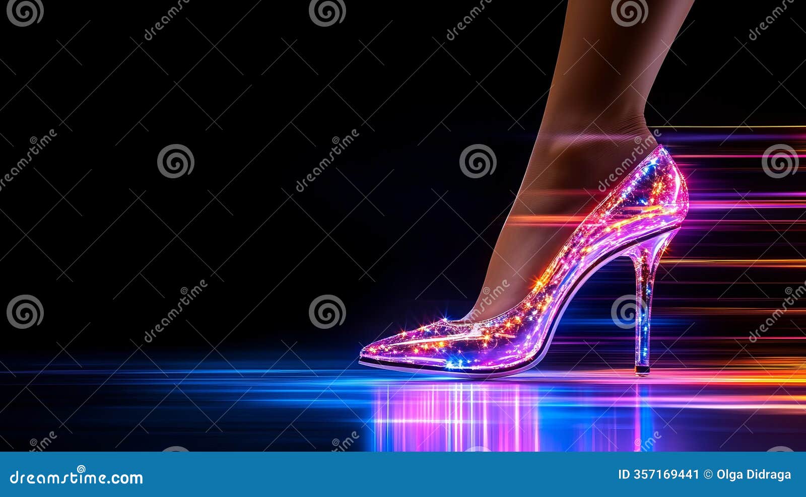 Colorful Led High Heel Shoe with Neon Light Trails Stock Image - Image ...