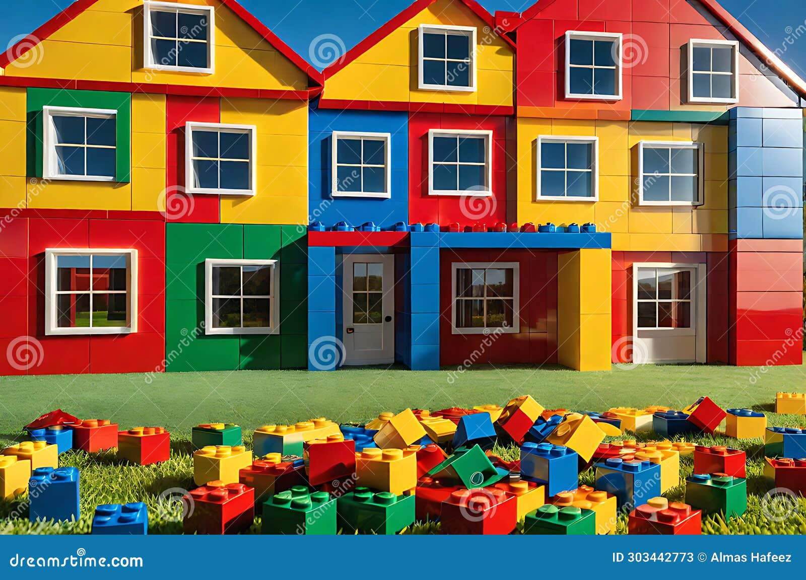 Colorful LEGO Blocks Construct a House: Balanced Structure Seamlessly ...
