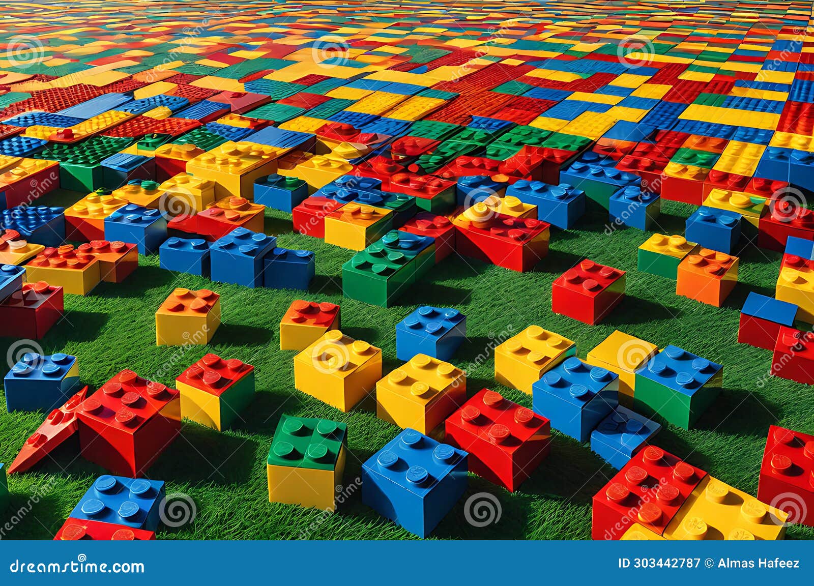 Colorful LEGO Blocks Construct a House: Balanced Structure Seamlessly ...