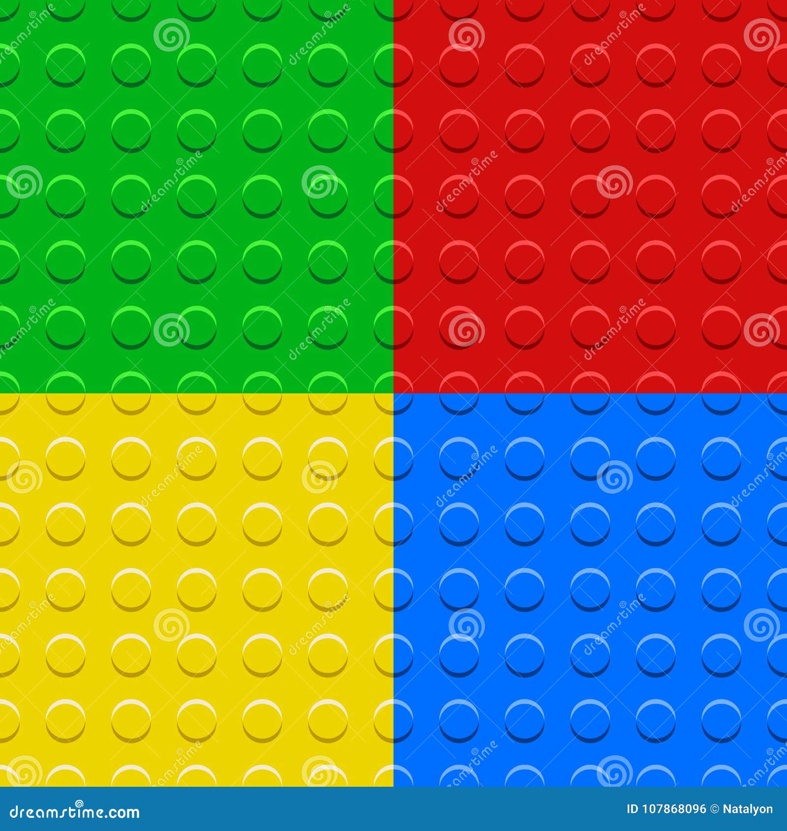 Colorful Lego Blocks Plates Seamless Patterns Set, Vector Stock Vector ...