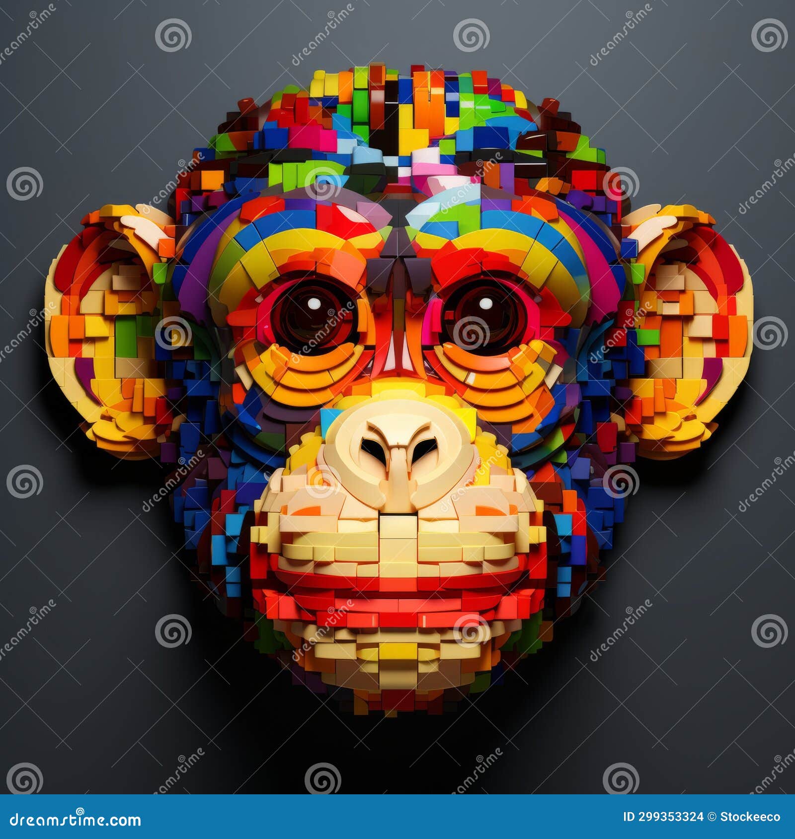 Colorful Lego Monkey: a Hyperrealistic Multidimensional Artwork Stock ...