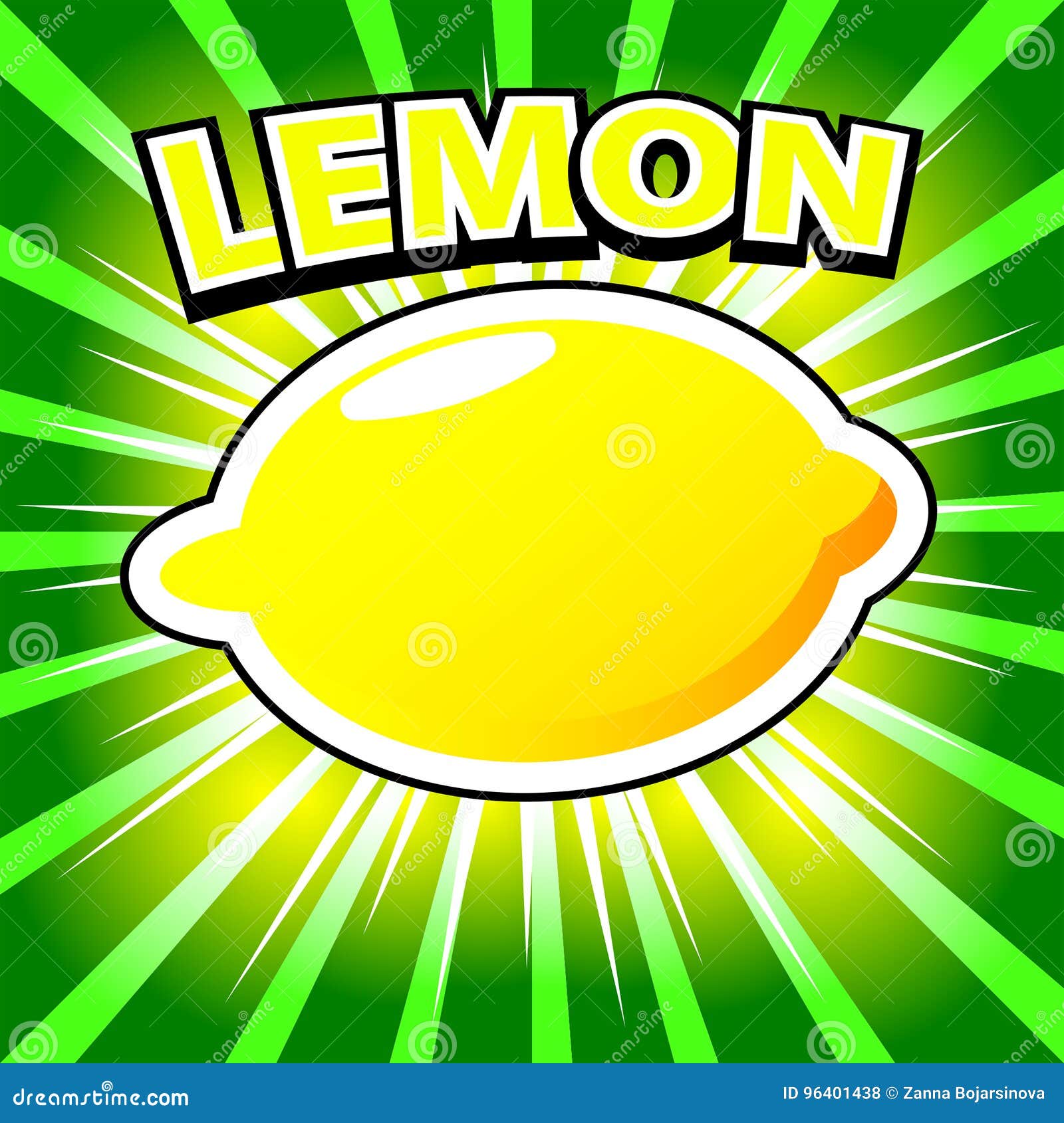 Colorful lemon comic book stock vector. Illustration of premium - 96401438