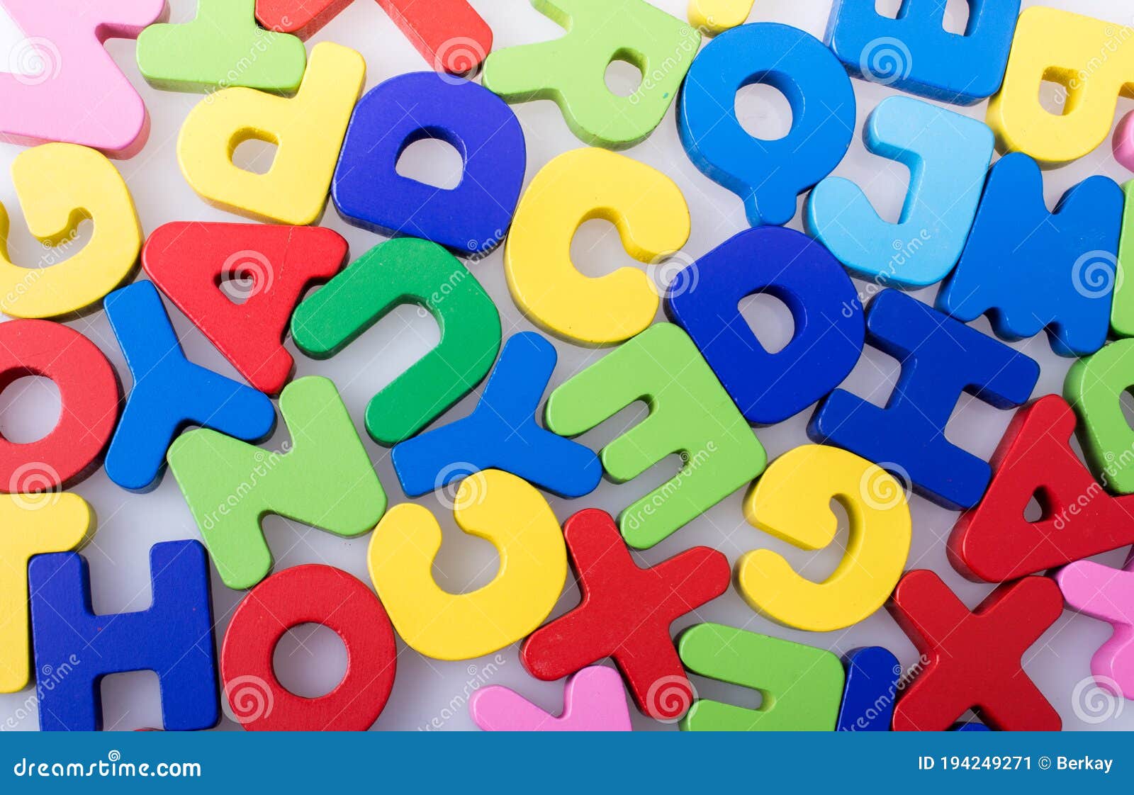Colorful Letter Blocks Scattered Randomly on White Stock Image - Image ...