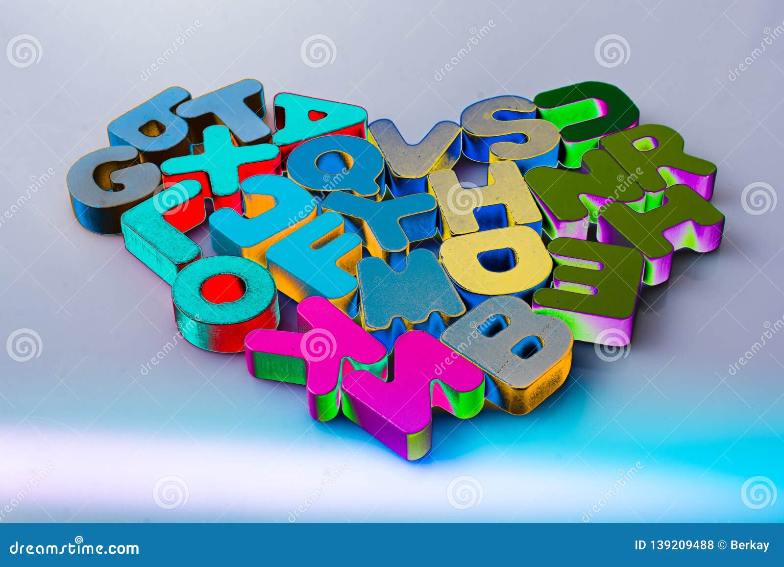 Colorful Letter Blocks Shape Heart Stock Photo - Image of grammar ...