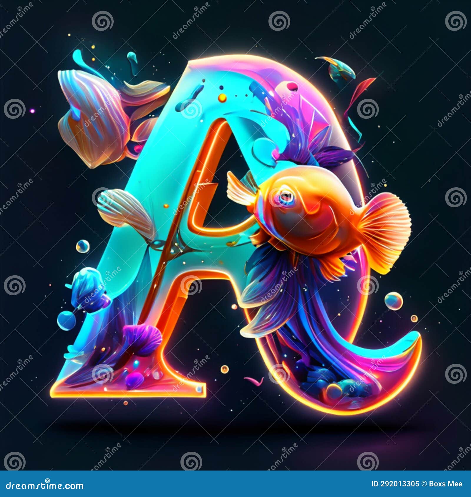 Colorful Letter a in the Form of a Fish. Vector Illustration Generative ...