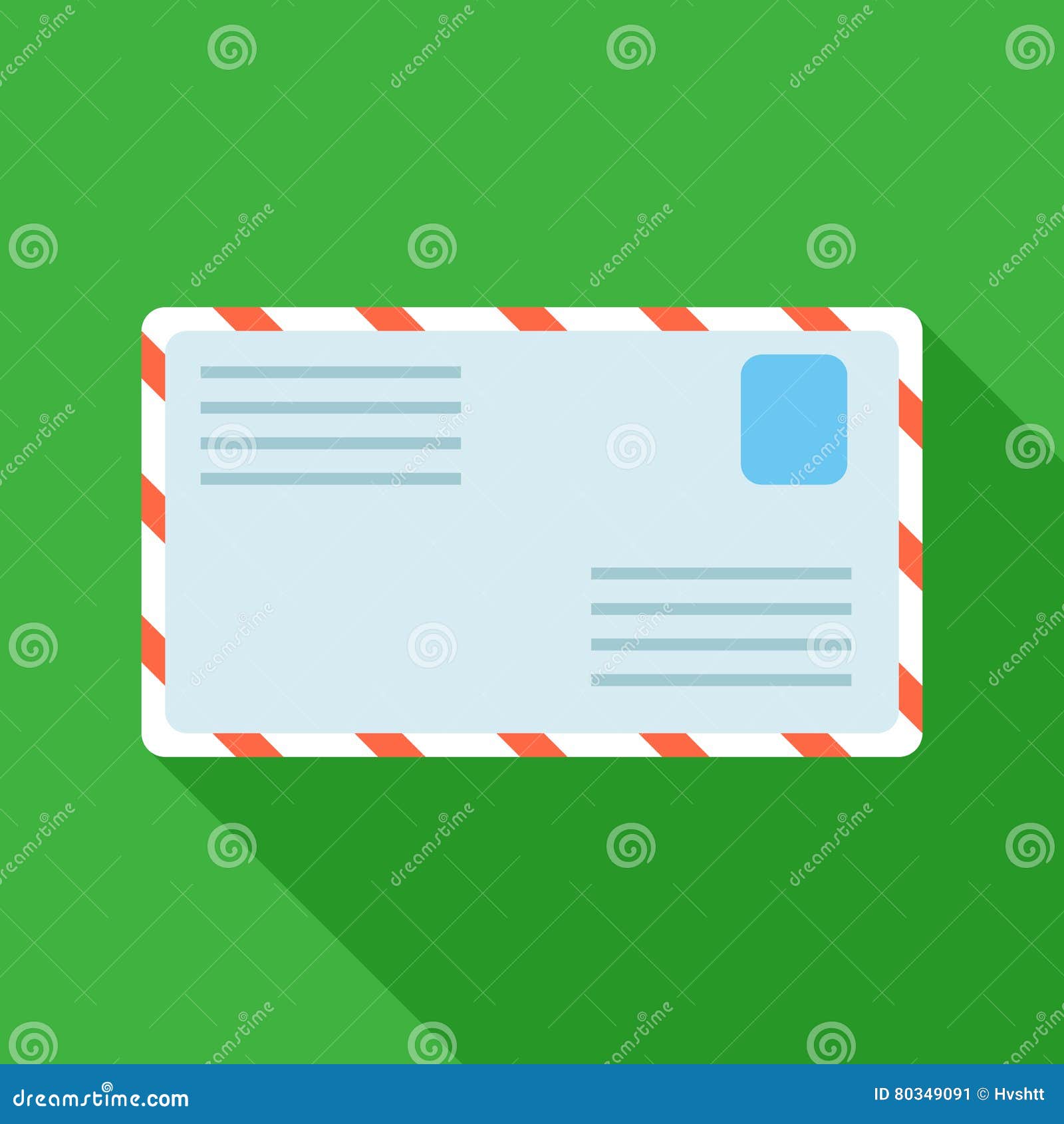 Colorful Letter Mail Icon in Modern Flat Style with Long Shadow. Vector ...