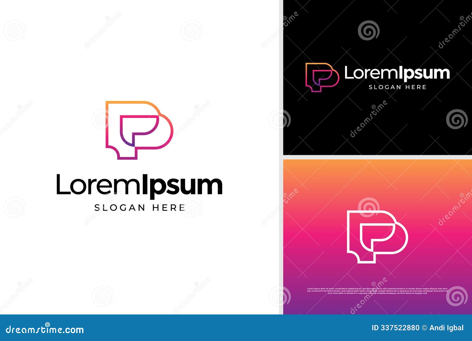 Colorful Letter P Line Logo Design Stock Vector - Illustration of ...