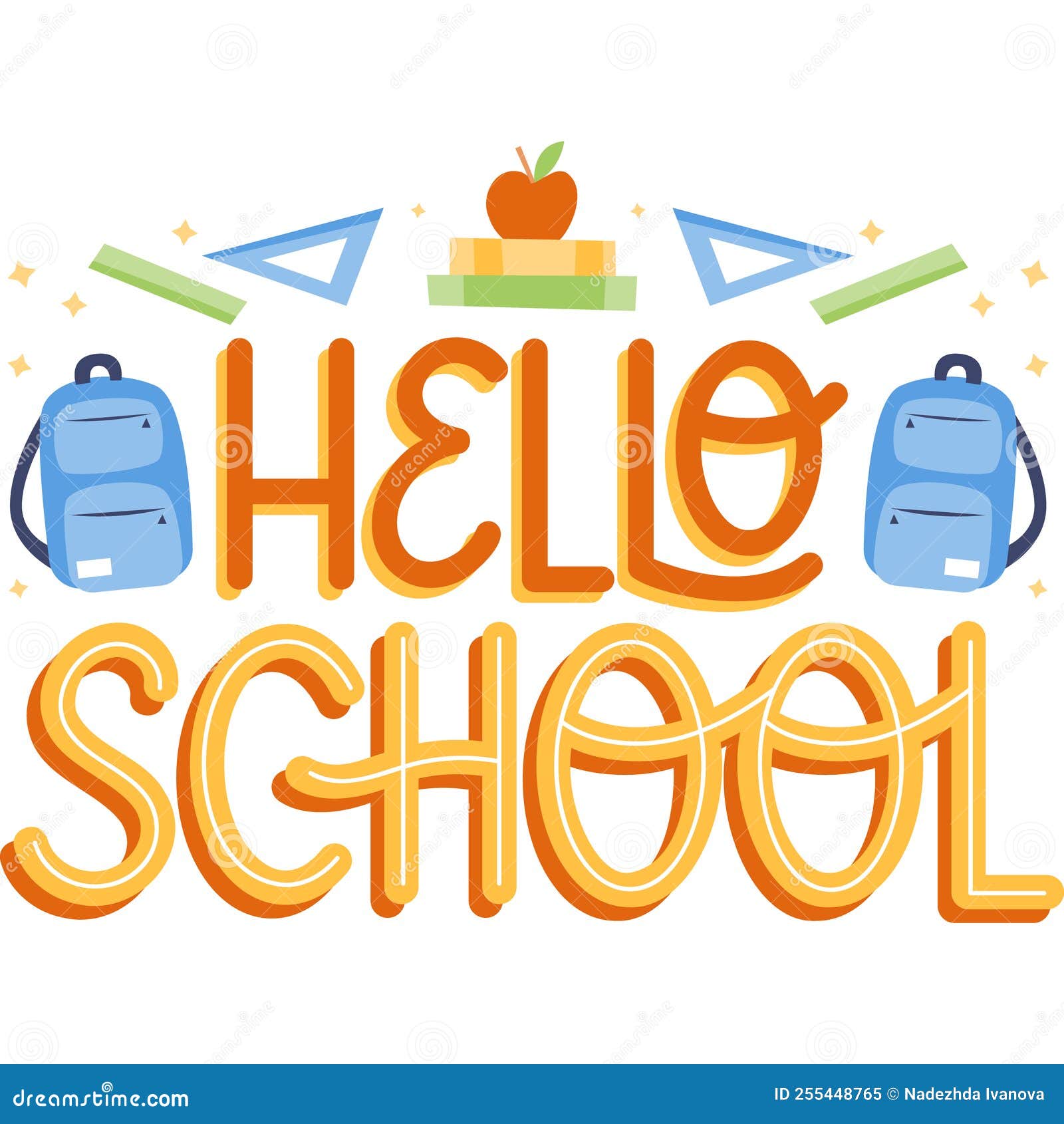 Colorful Lettering Back To School Set Vector Illustration. Stock Vector ...