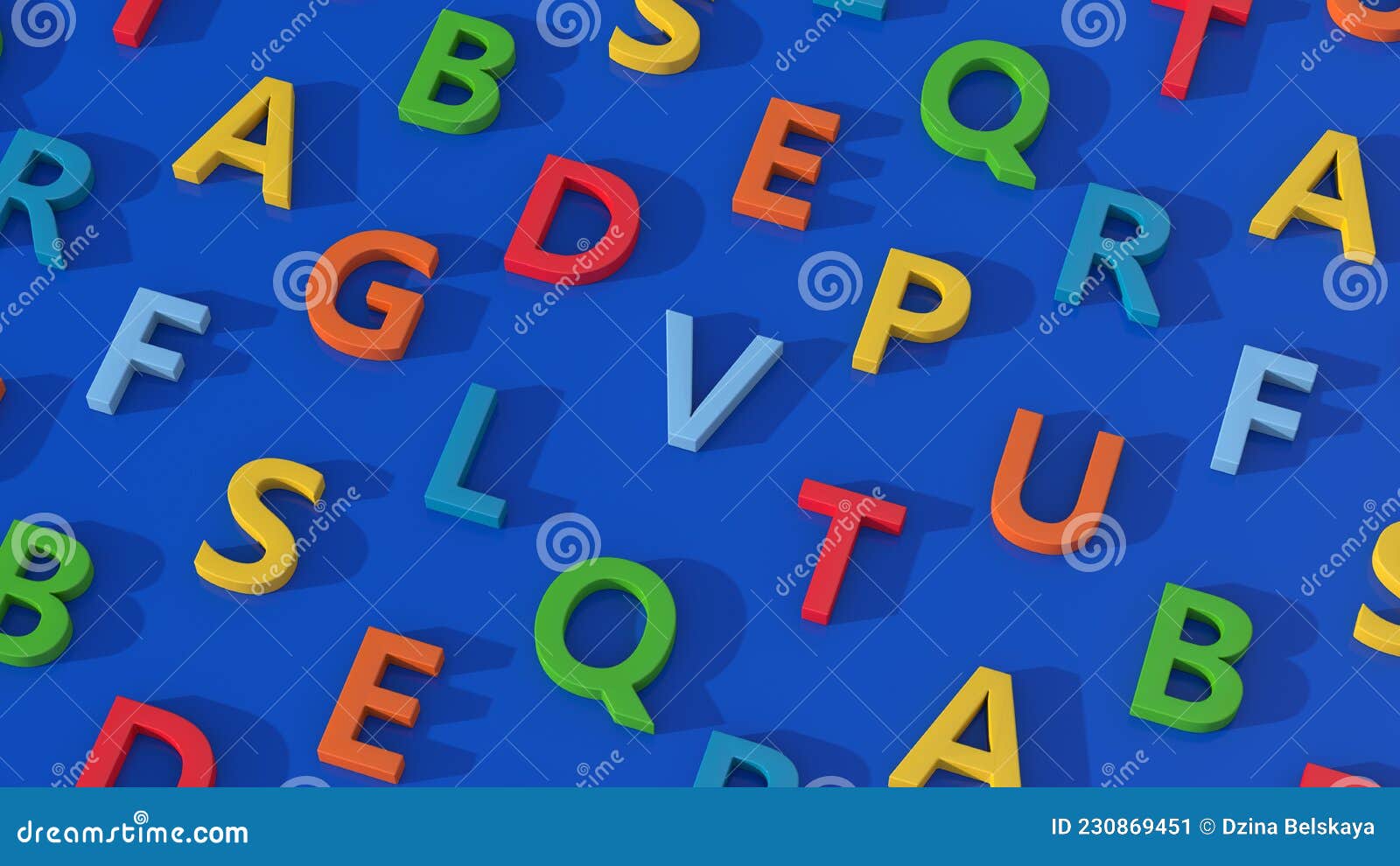 Colorful Letters. Blue Background, Abstract Illustration, 3d Render ...