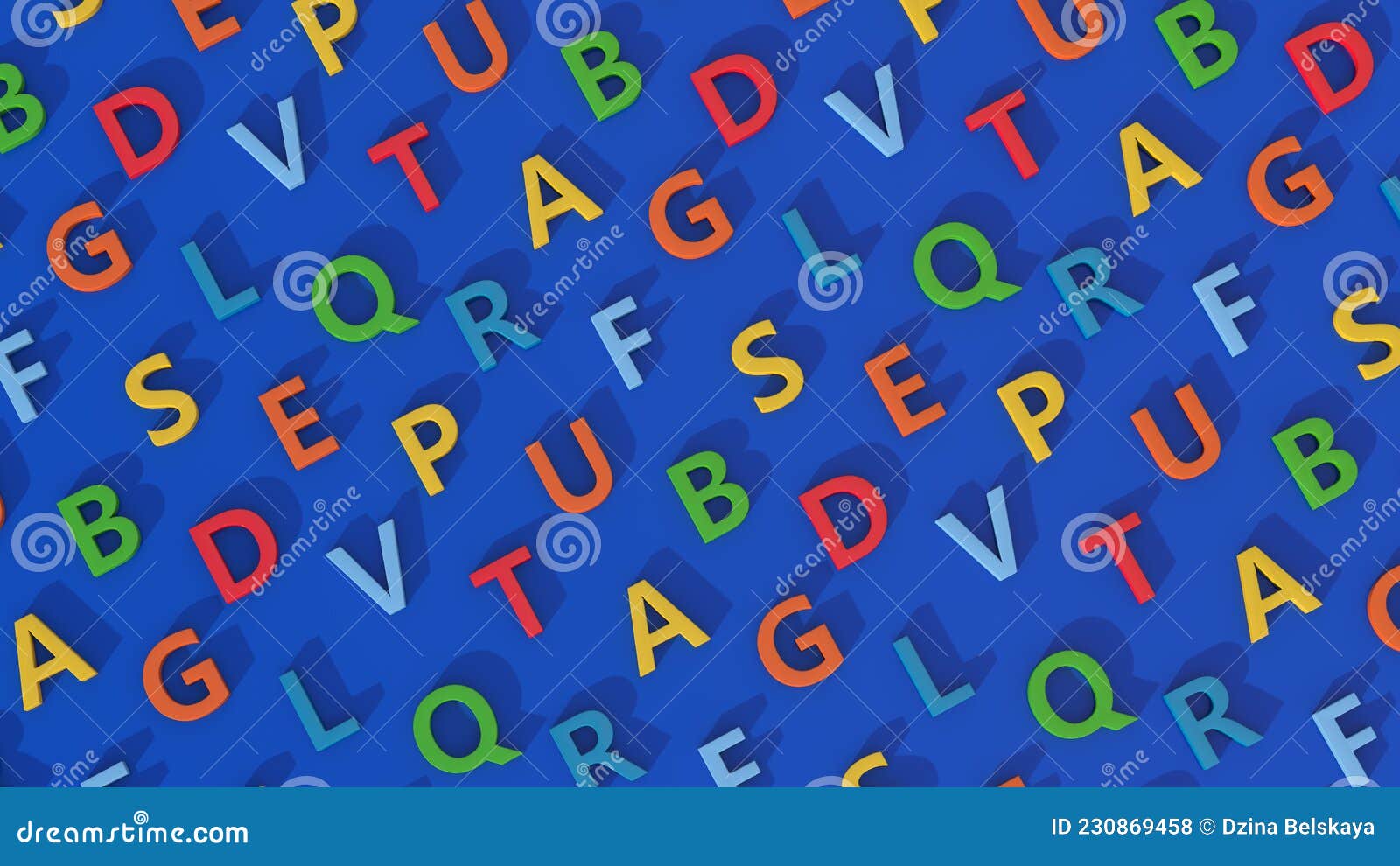 Colorful Letters. Blue Background, Abstract Illustration, 3d Render ...