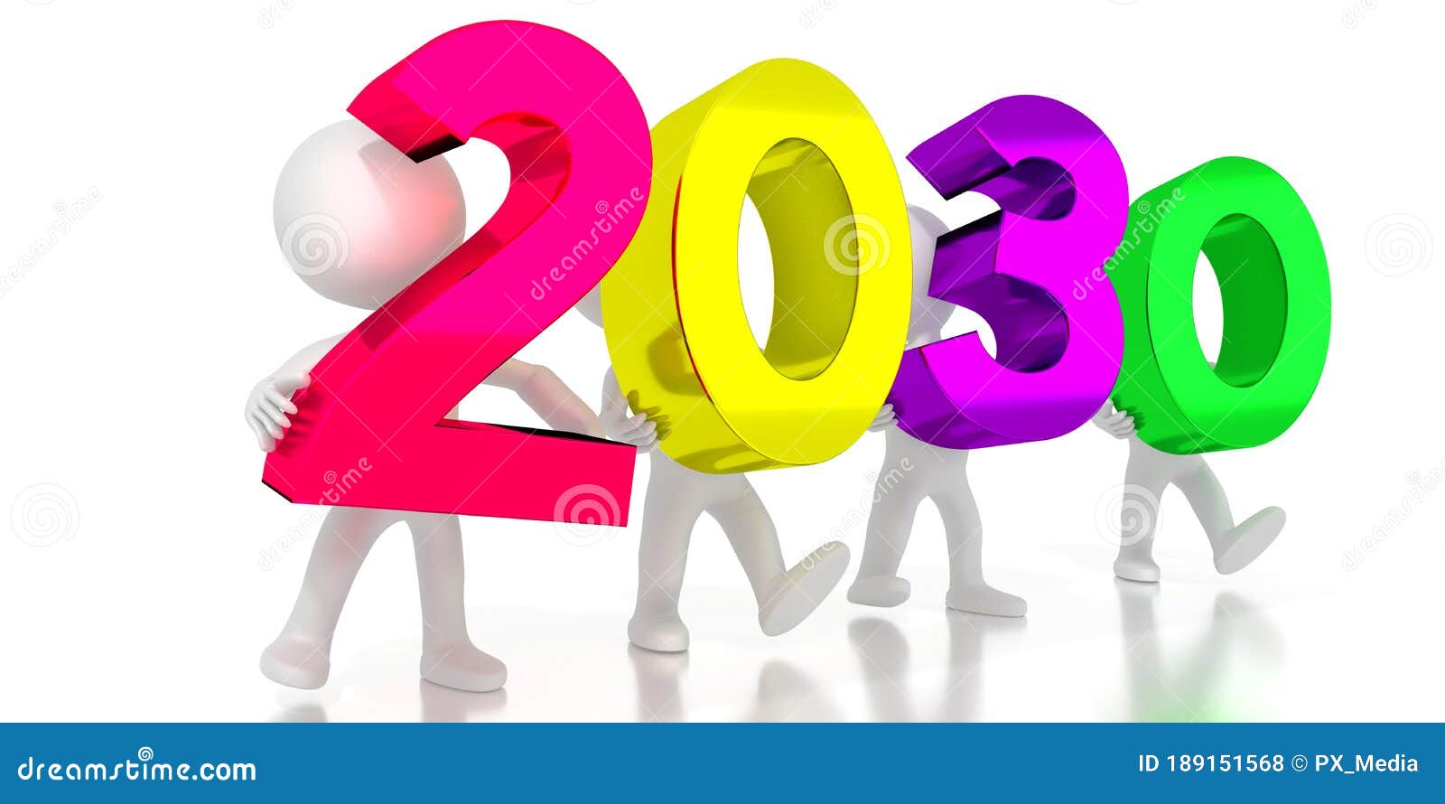 2030 - Colorful Letters - 3D Illustration Stock Illustration ...