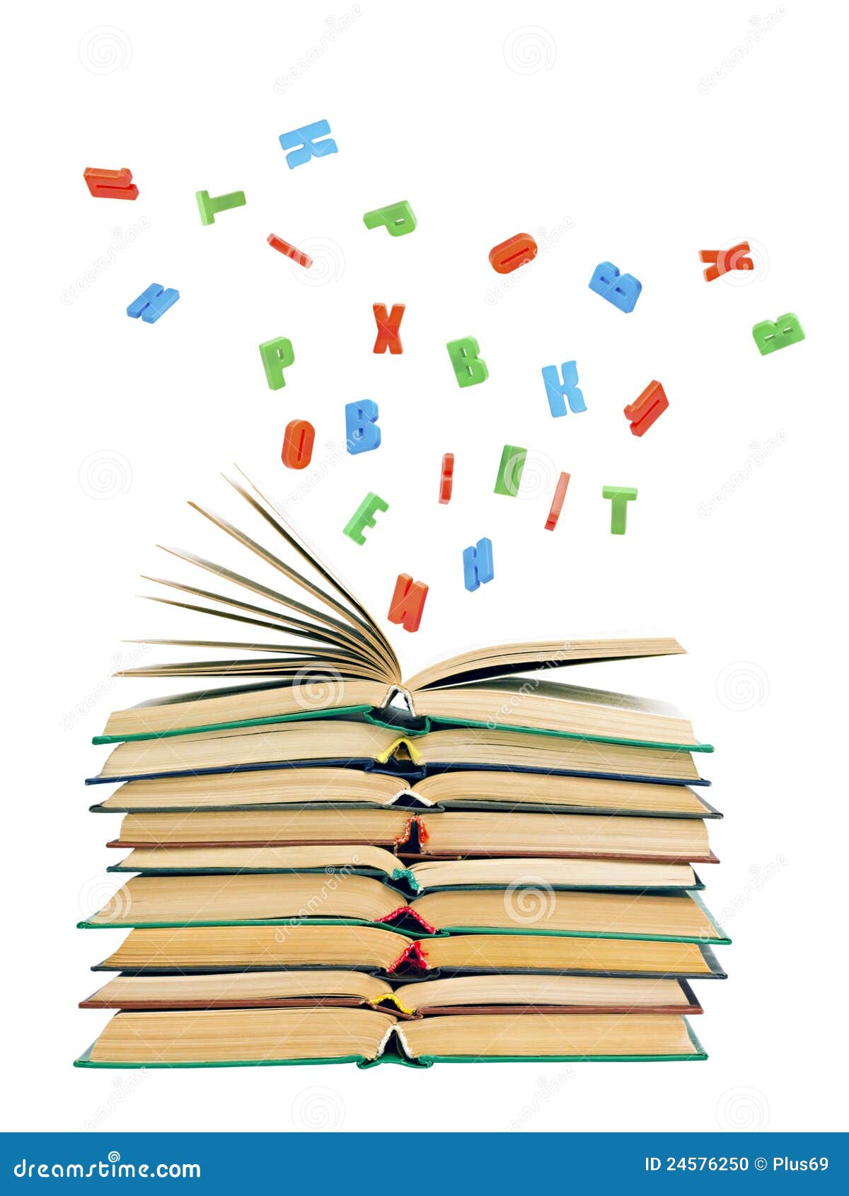 Colorful Letters Flying Out of an Open Book Stock Photo - Image of ...