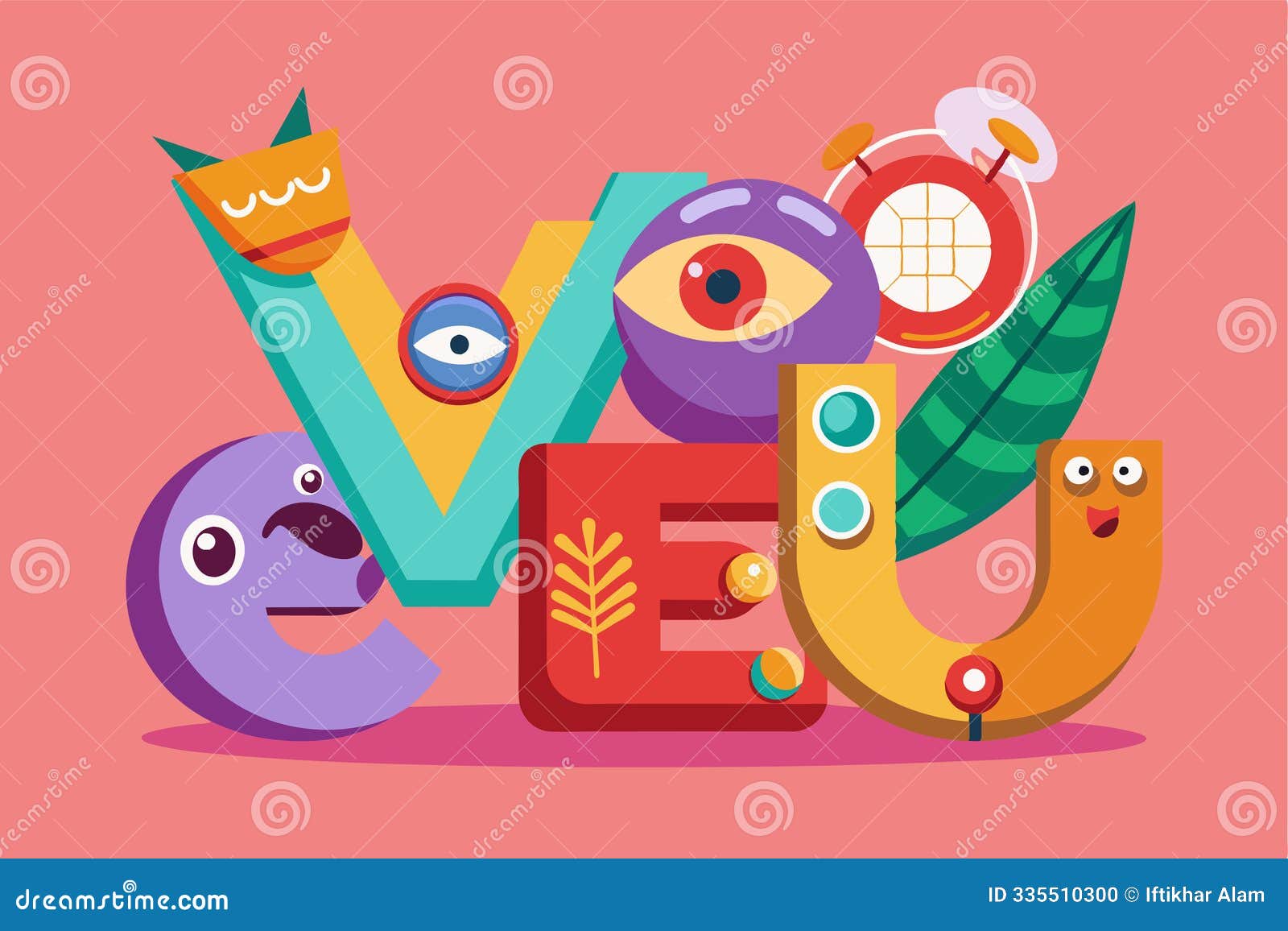 Colorful Letters Represent Vowels in a Playful Design Featuring Various ...