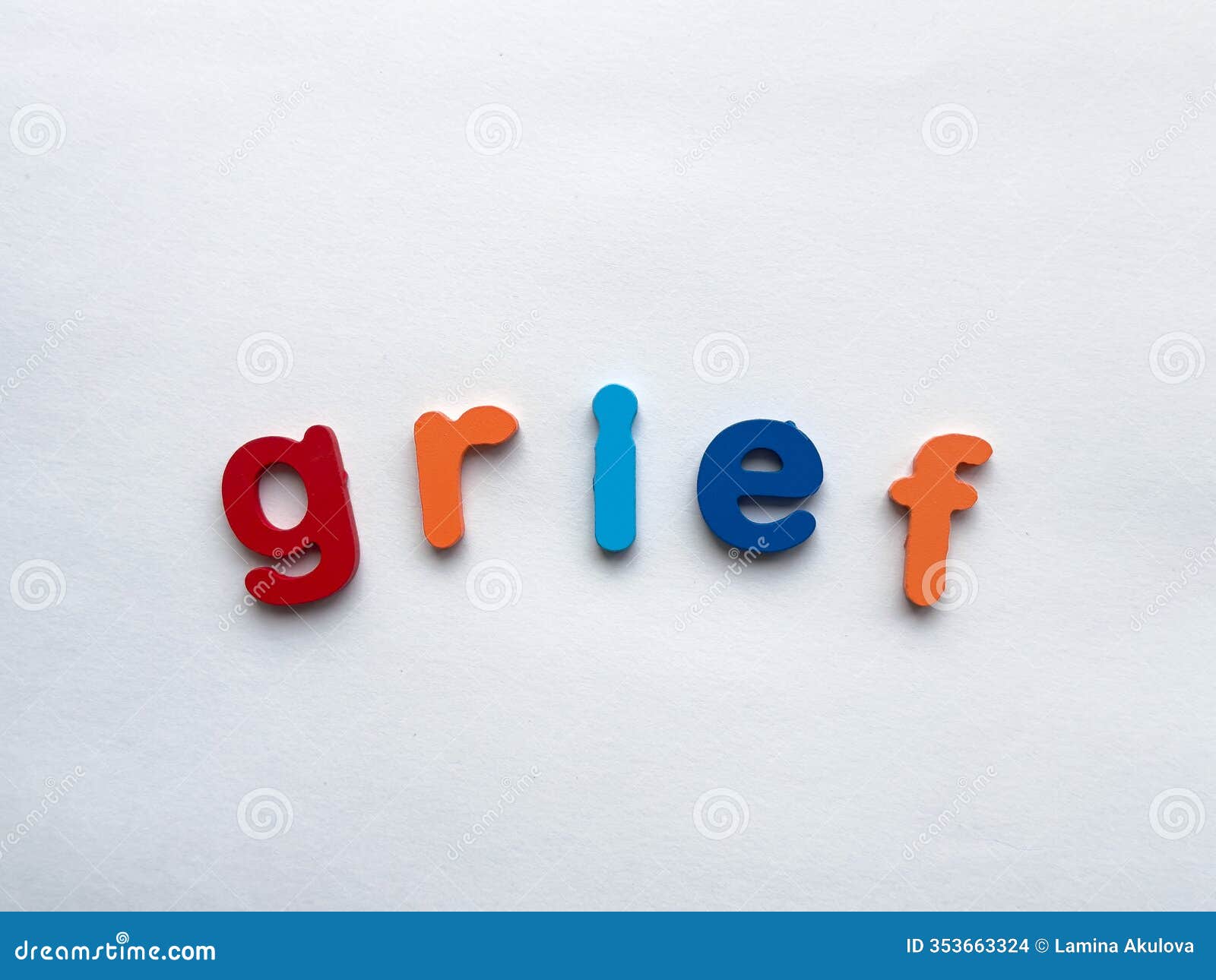Colorful Letters Spelling Grief on White Background Stock Photo - Image ...