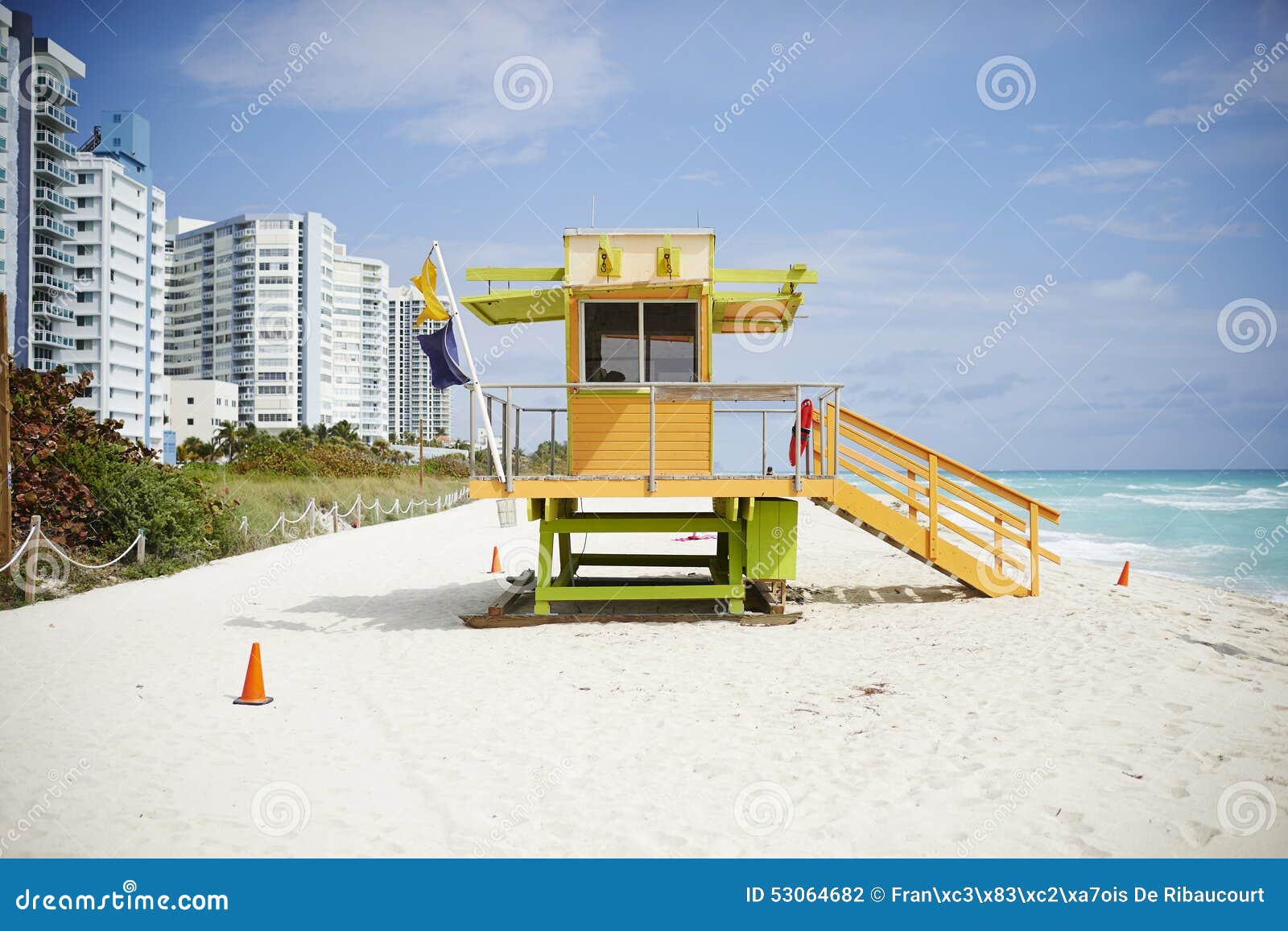 Colorful lifeguard hut stock photo. Image of flag, caribbean - 53064682